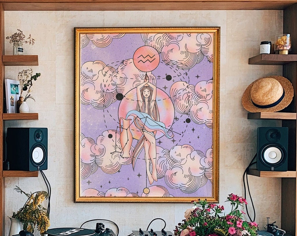 Zodiac Poster, Aquarius Poster, Astrology Poster, Aquarius Decor ...