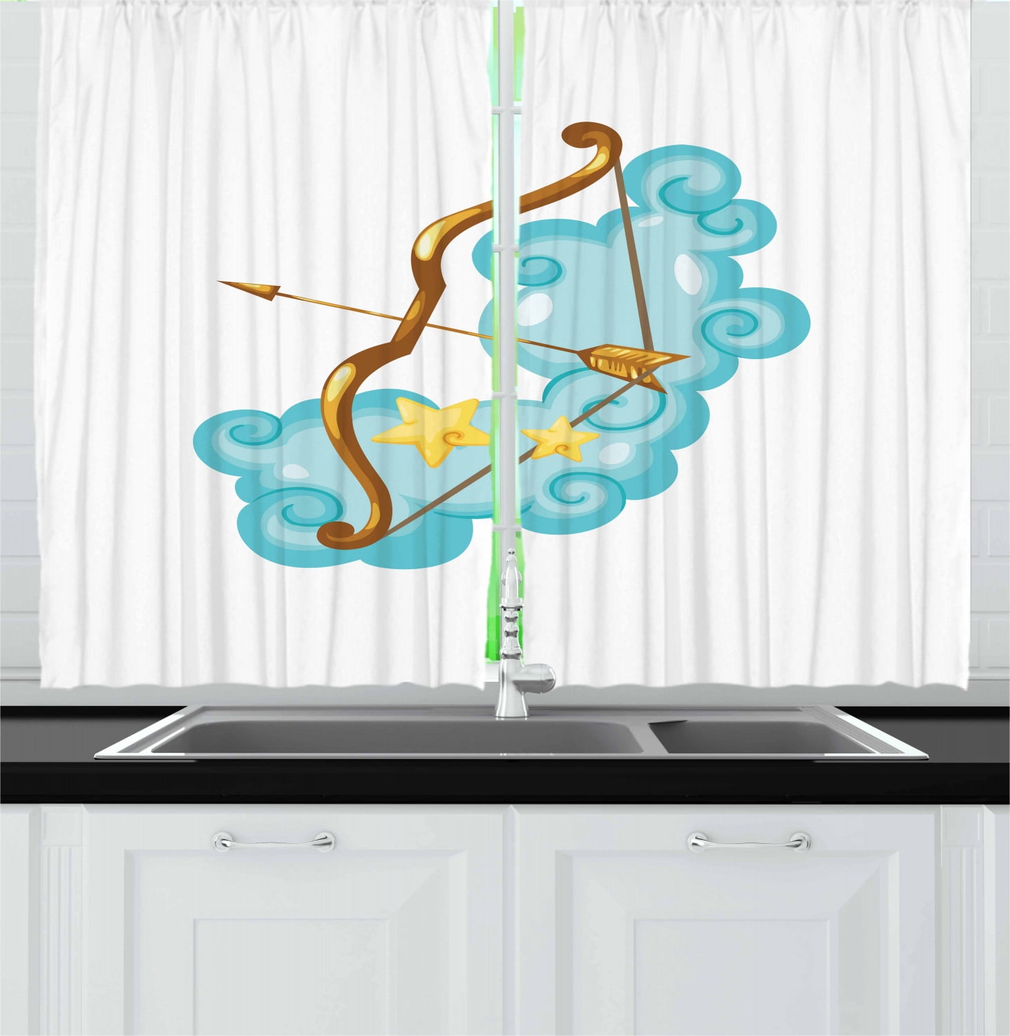 Zodiac Sagittarius Curtains 2 Panels Set, Astrology Themed Cartoon with ...