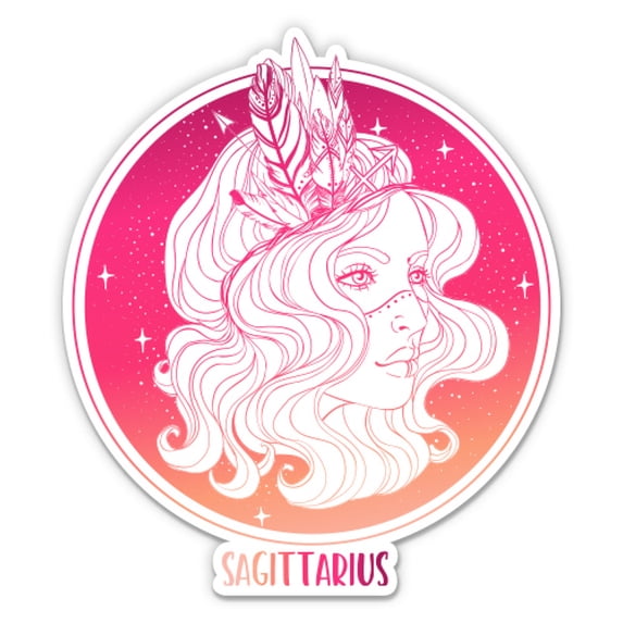 Zodiac Sagittarius Pretty - 3" Vinyl Sticker - For Car Laptop Water ...