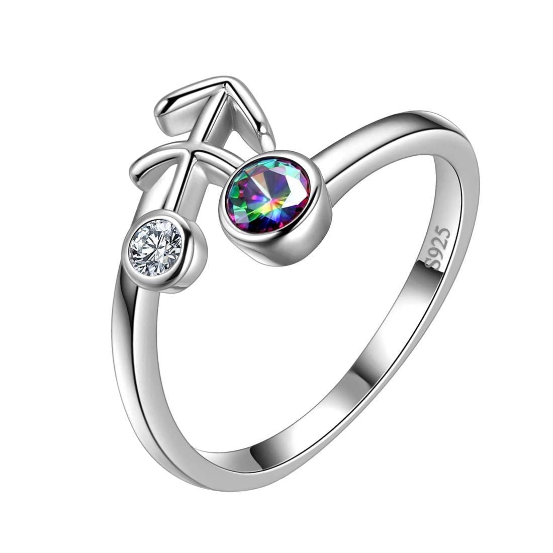 Zodiac Sign Sagittarius Ring 925 Sterling Silver Mystic Topaz Women November December Birthday ...