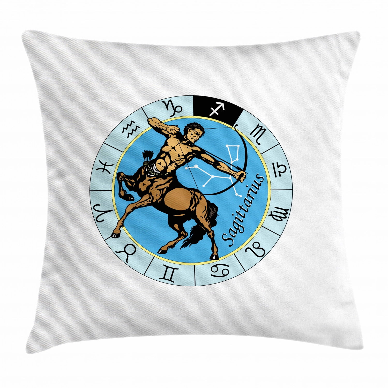 Zodiac Sagittarius Throw Pillow Cushion Cover, Centaur Archer Shooting ...