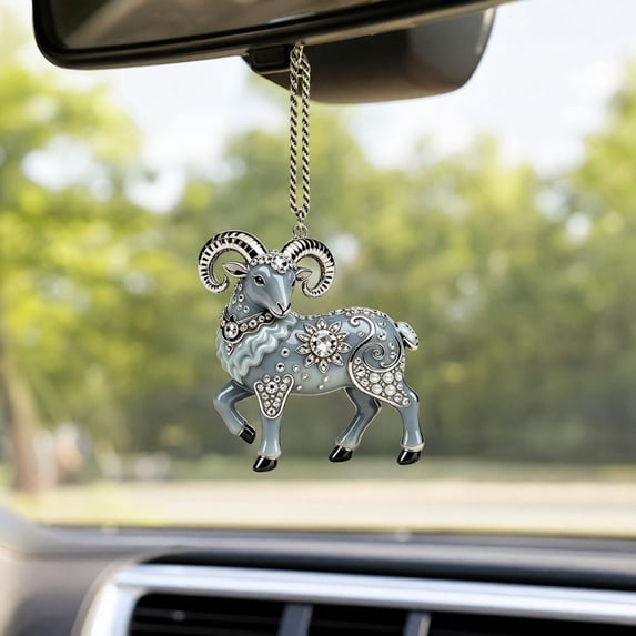 Zodiac Sheep 2D Acrylic Charm Ornament,Cute Flat Lamb Hanging Pendant ...