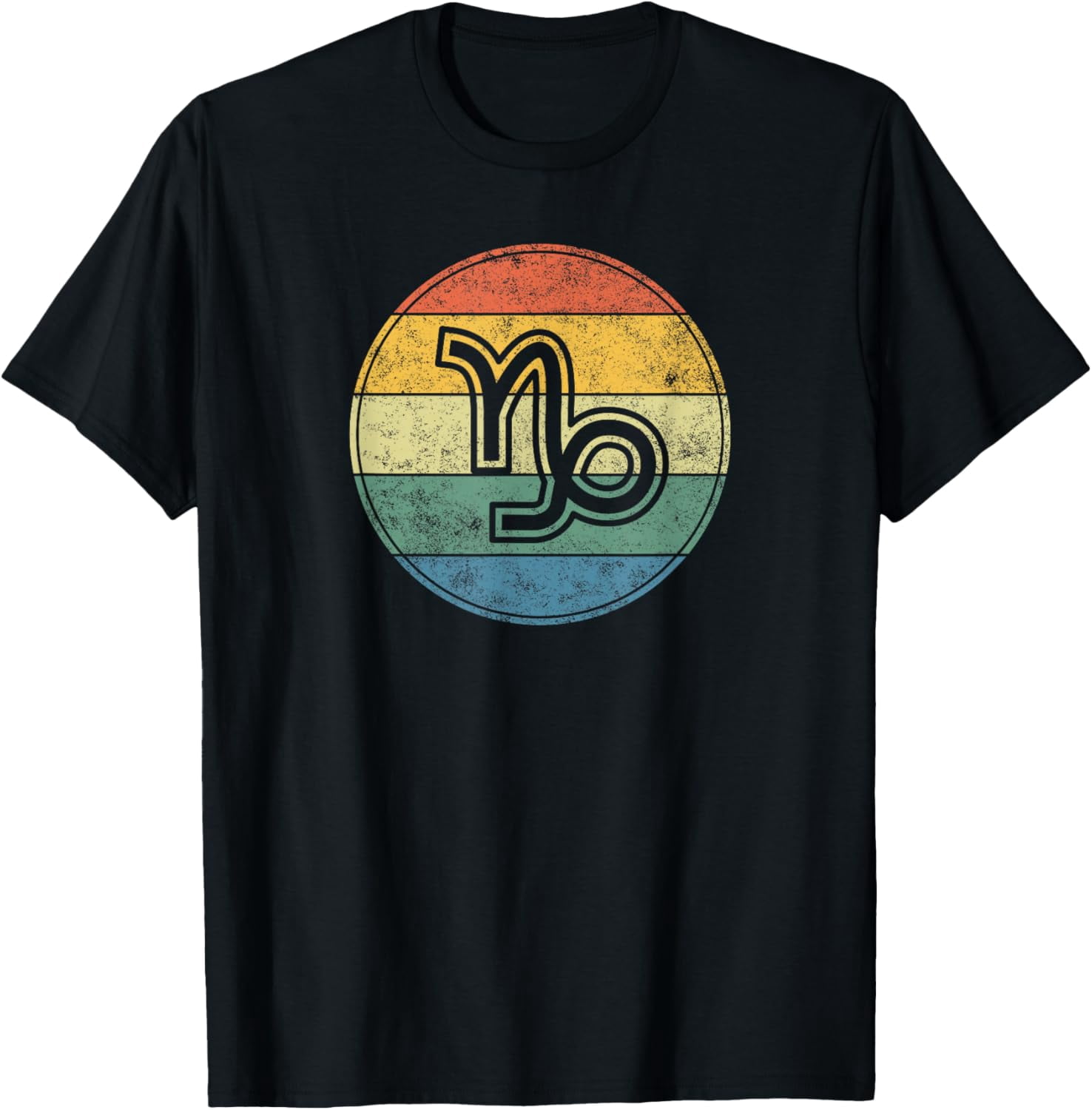 Zodiac Sign Capricorn - Symbol without Text as Vintage Circle T-Shirt ...