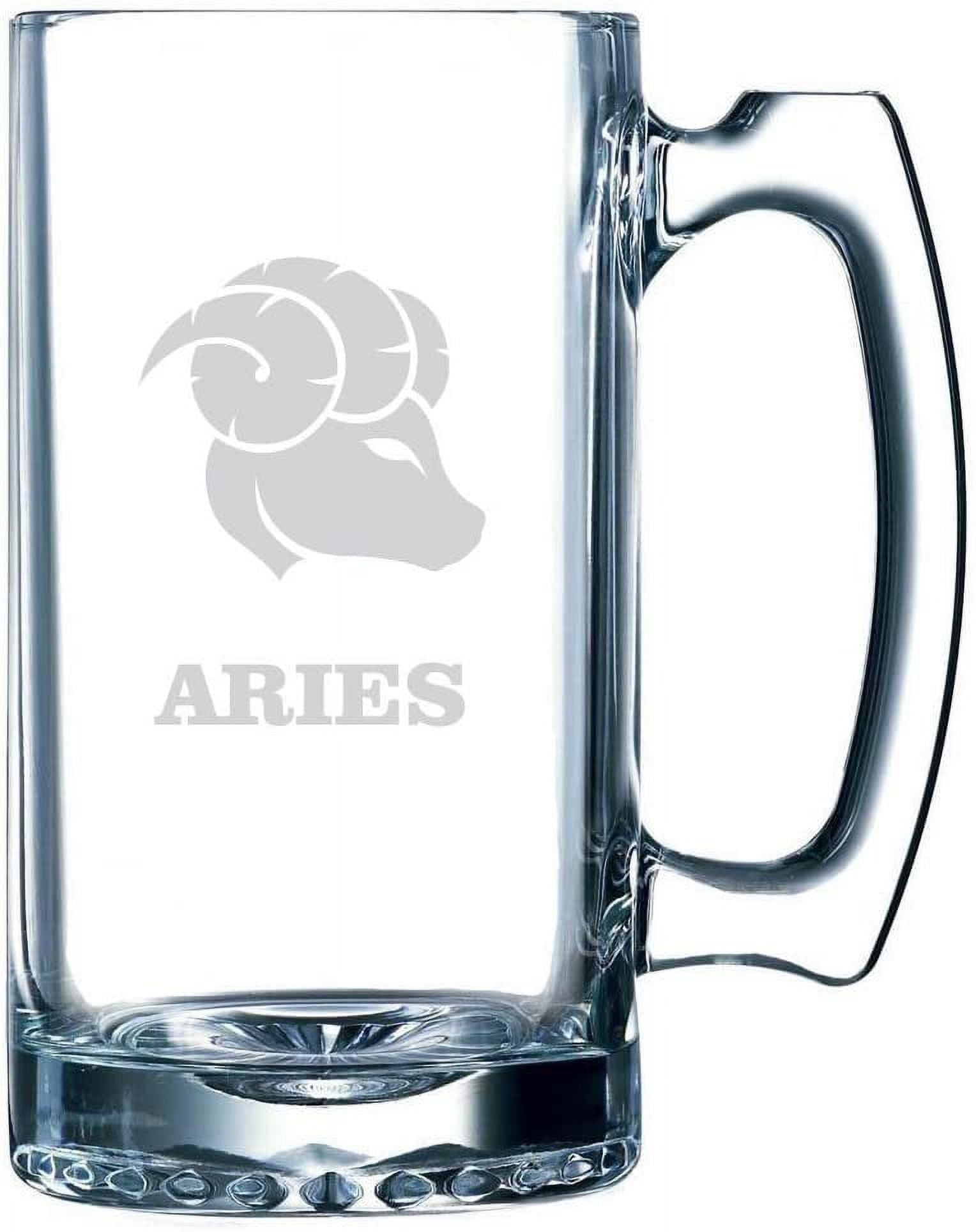 Zodiac Sign Etched 25oz Libbey Sports Beer Mug Aries - Walmart.com