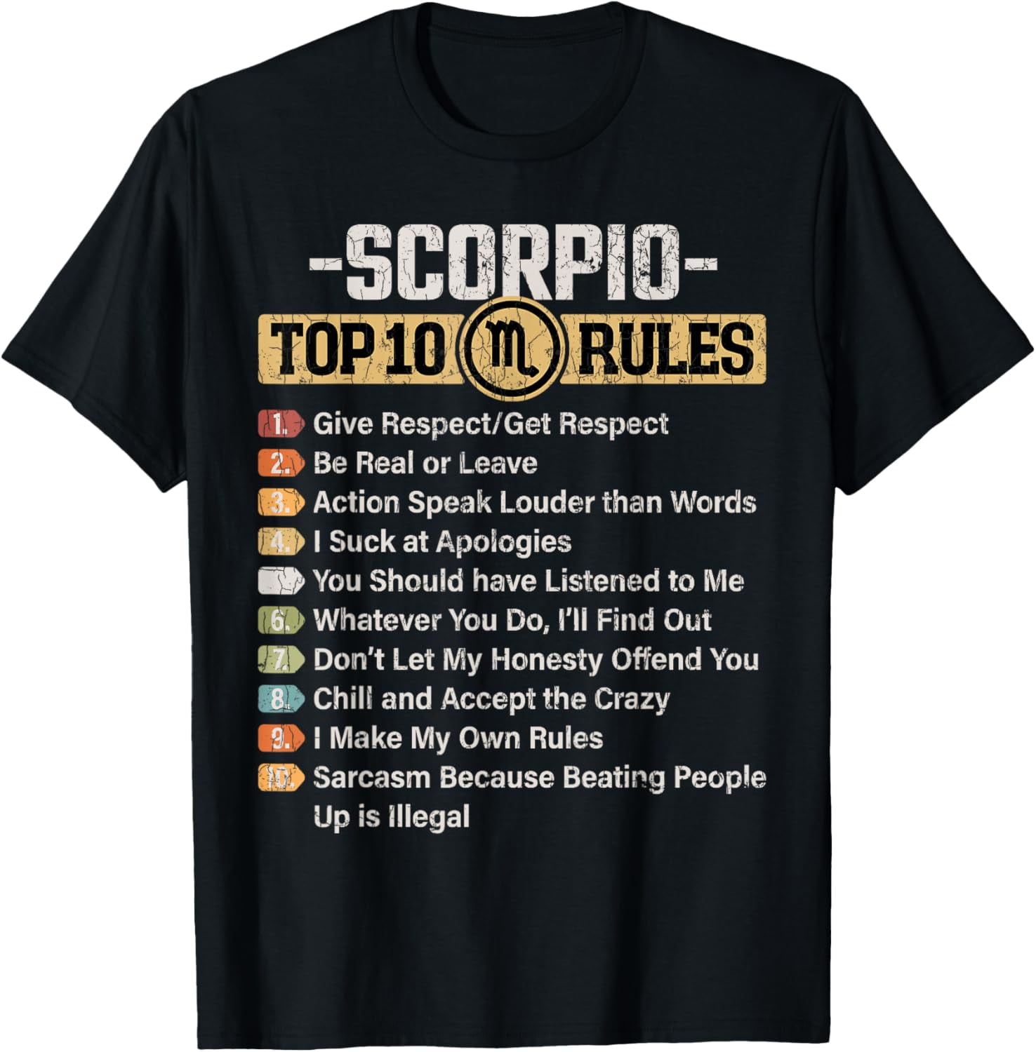 Zodiac Sign Funny Top 10 Rules Of Scorpio Graphic T-Shirt - Walmart.com