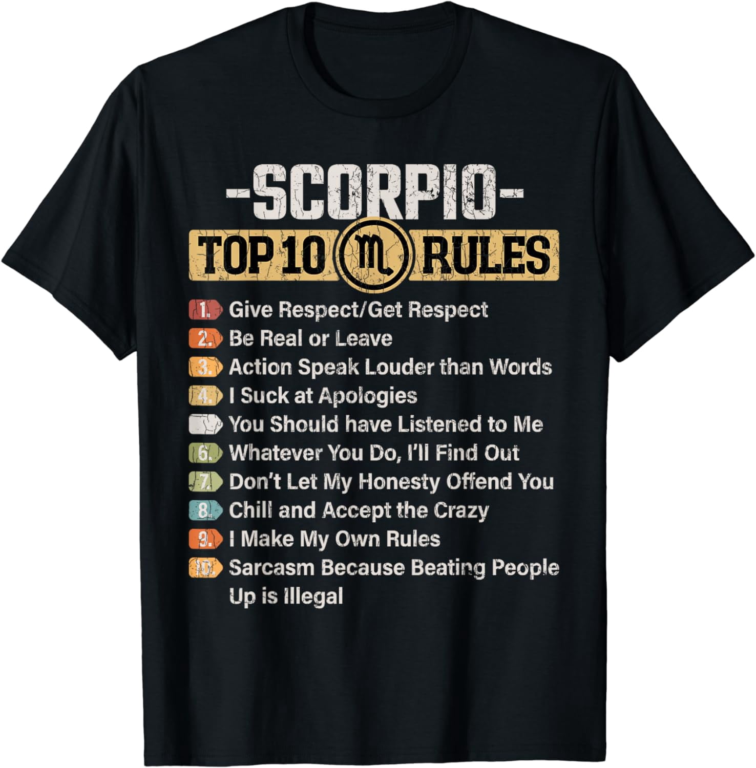 Zodiac Sign Funny Top 10 Rules Of Scorpio Graphic T-Shirt - Walmart.com