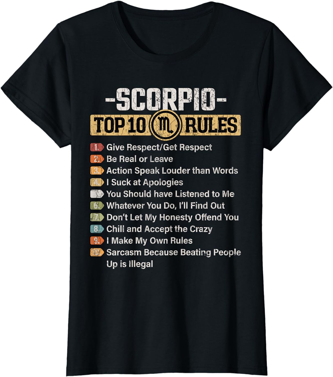 Zodiac Sign Funny Top 10 Rules Of Scorpio Graphic T-Shirt - Walmart.com