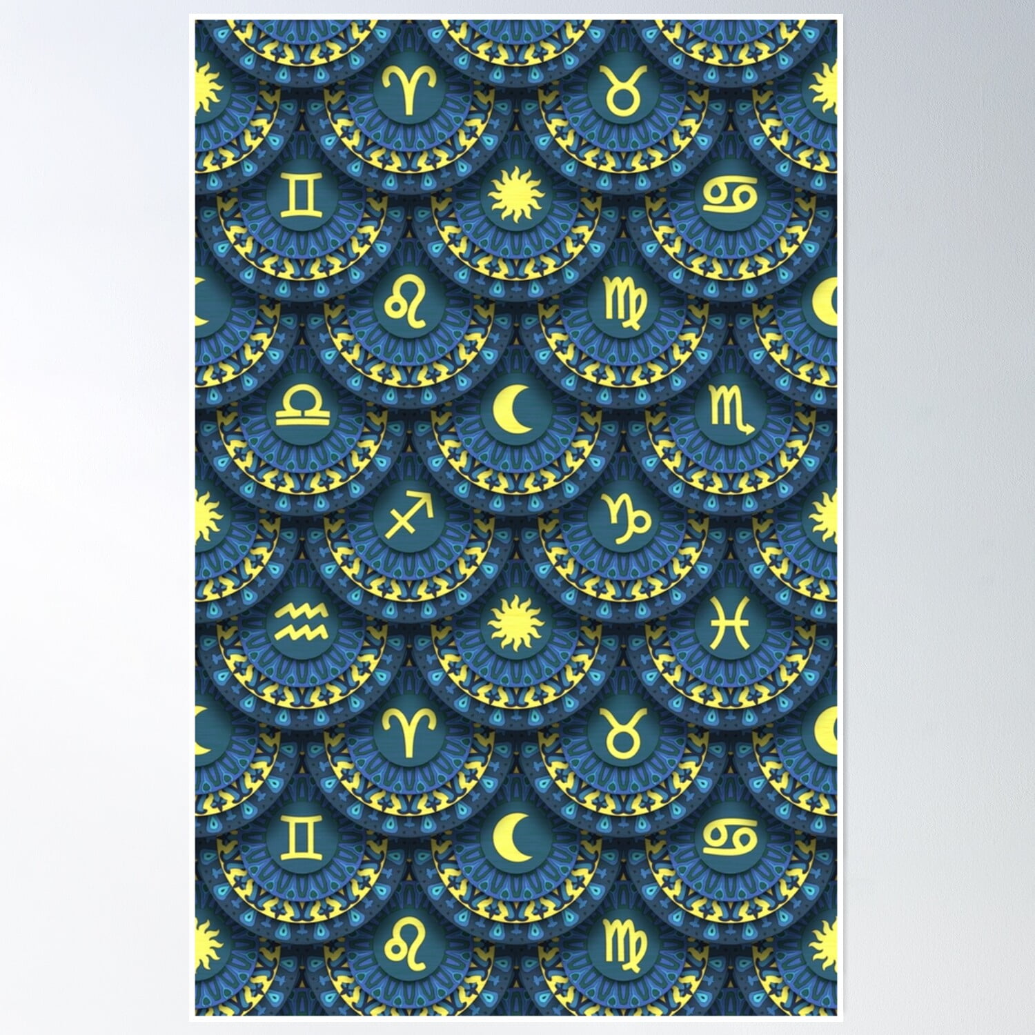 Zodiac Sign Mandala Scale Pattern - Blue And Gold - Horoscope Astrology ...