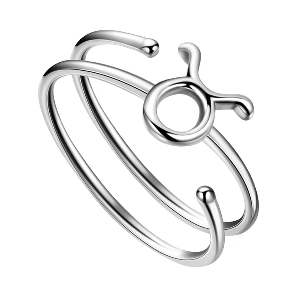 Zodiac Sign Taurus Ring 925 Sterling Silver Adjustable Band Women April May Birthday Gift ...