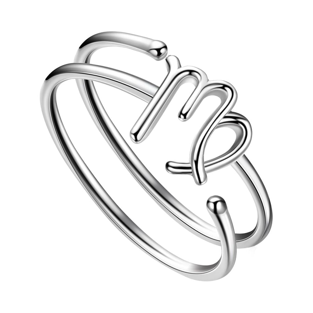 Zodiac Sign Virgo Ring 925 Sterling Silver Adjustable Band Women August September Birthday Xmas ...