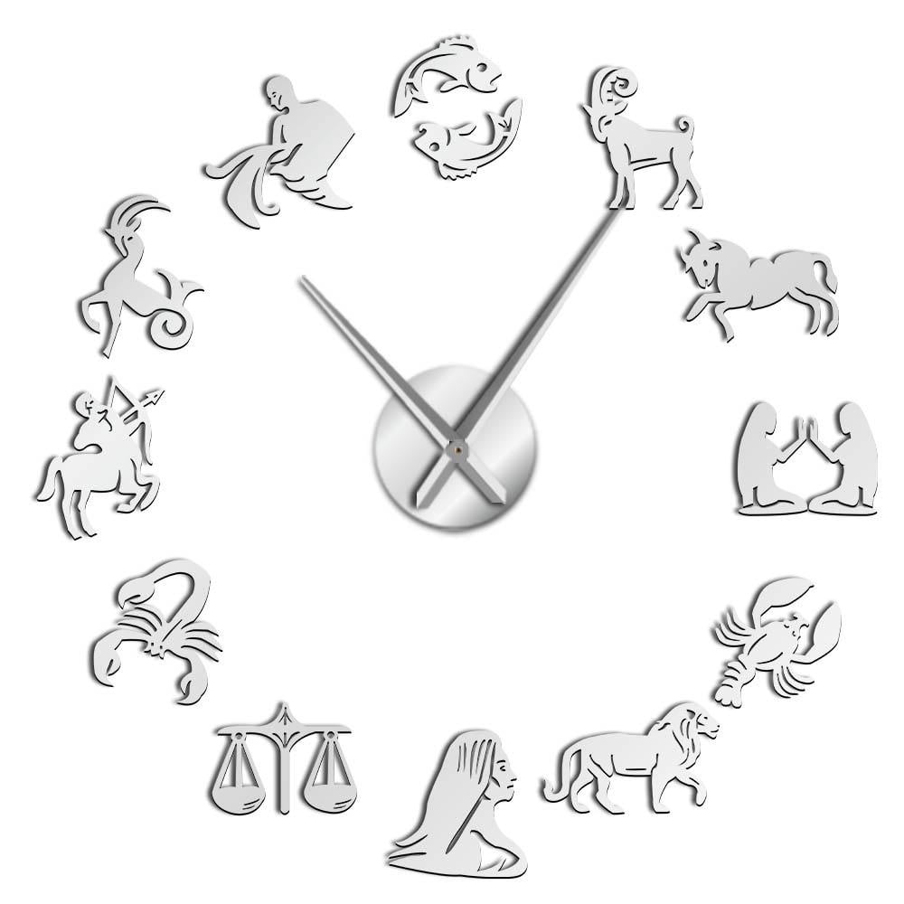 Zodiac Signs Creative Frameless Wall Clock Stickers, DIY Modern ...