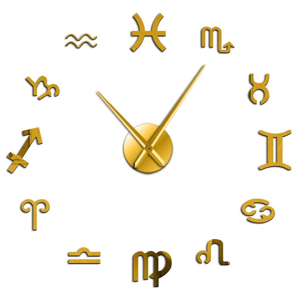 Zodiac Signs Frameless Wall Clock Stickers, DIY Modern Decorative ...