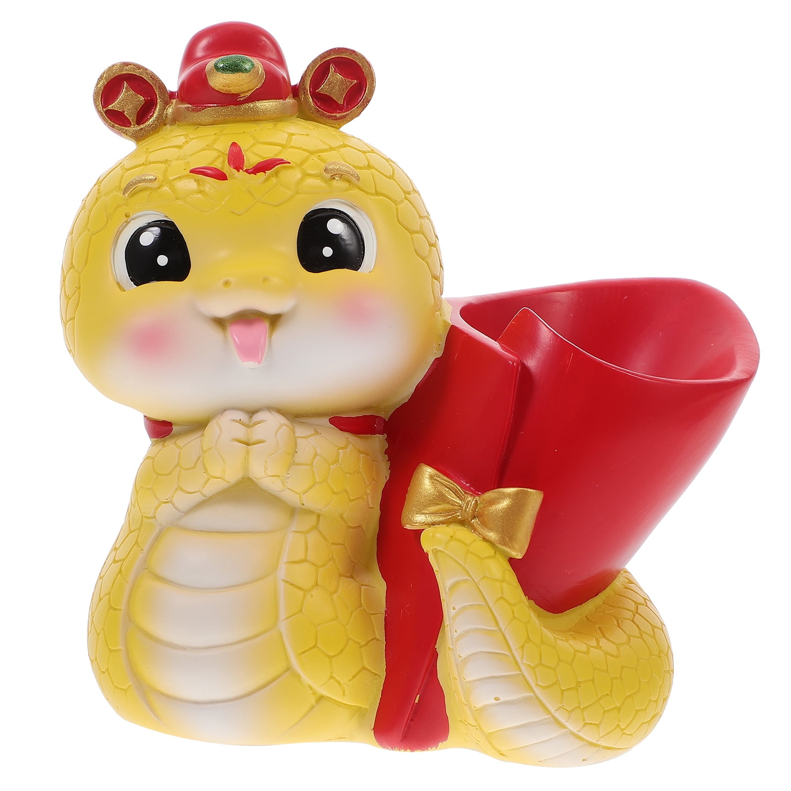 Zodiac Snake Statue Good Luck Sculpture 2025 Holder Office Yellow ...