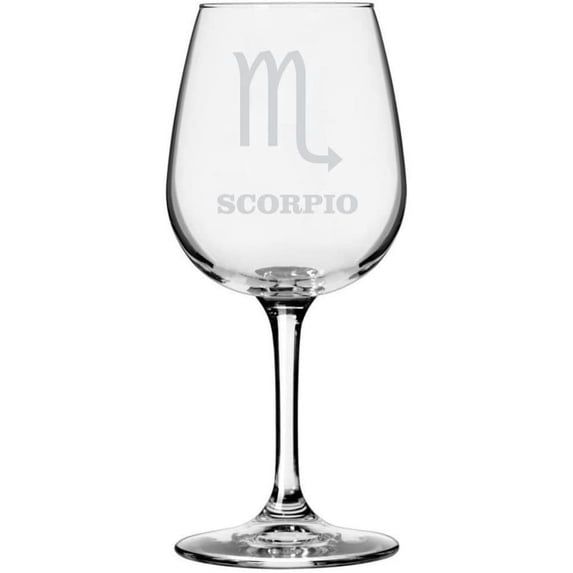 Zodiac Symbol Etched All Purpose 12.75oz Libbey Wine Glass Scorpion ...
