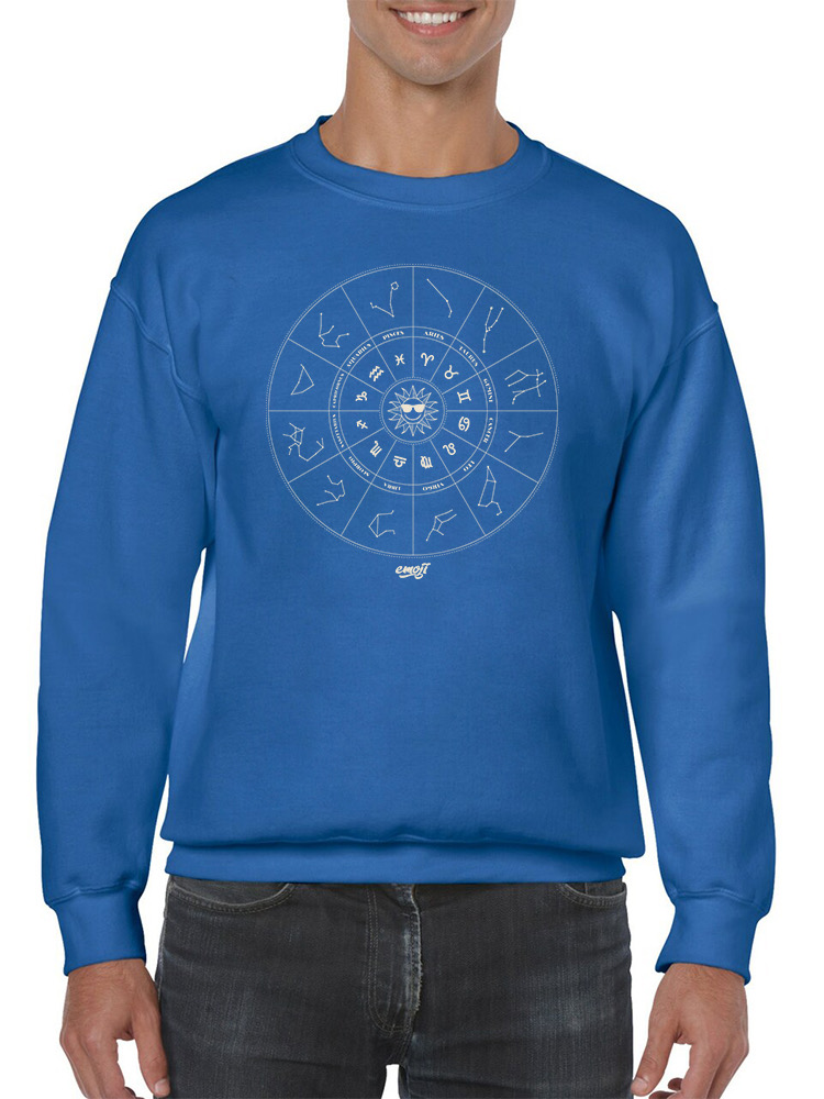 Zodiac Wheel Emoji - Astrology Horoscope Constellation Men's Sweatshirt ...