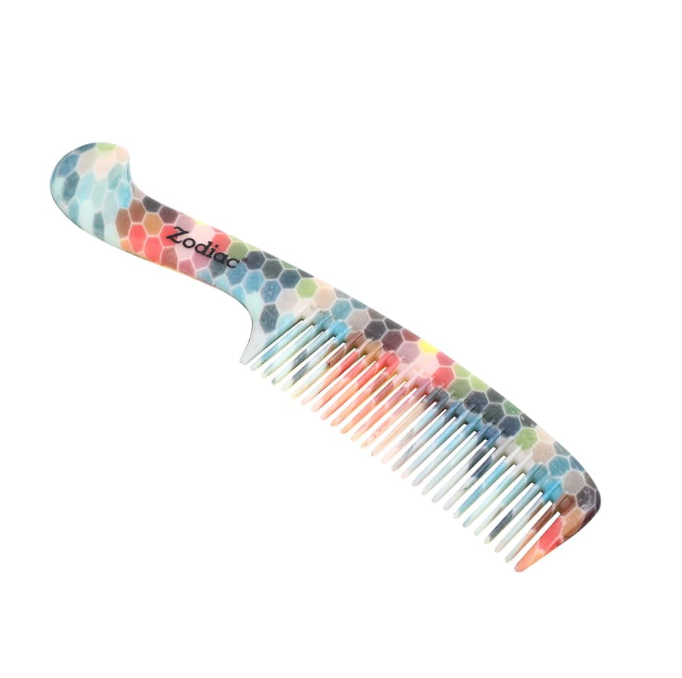 Zodiac WideTooth Hair Comb Multicoloured Hexagon Pattern Detangling ...