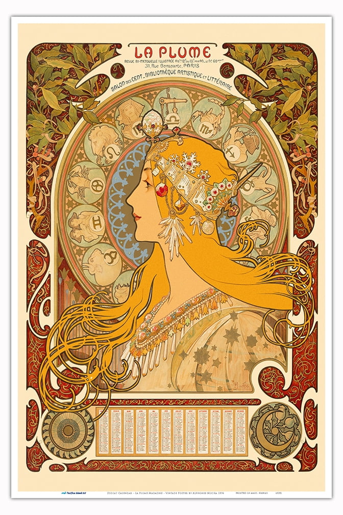 Zodiac (Zodiaque) Calendar - La Plume Magazine - Vintage France ...