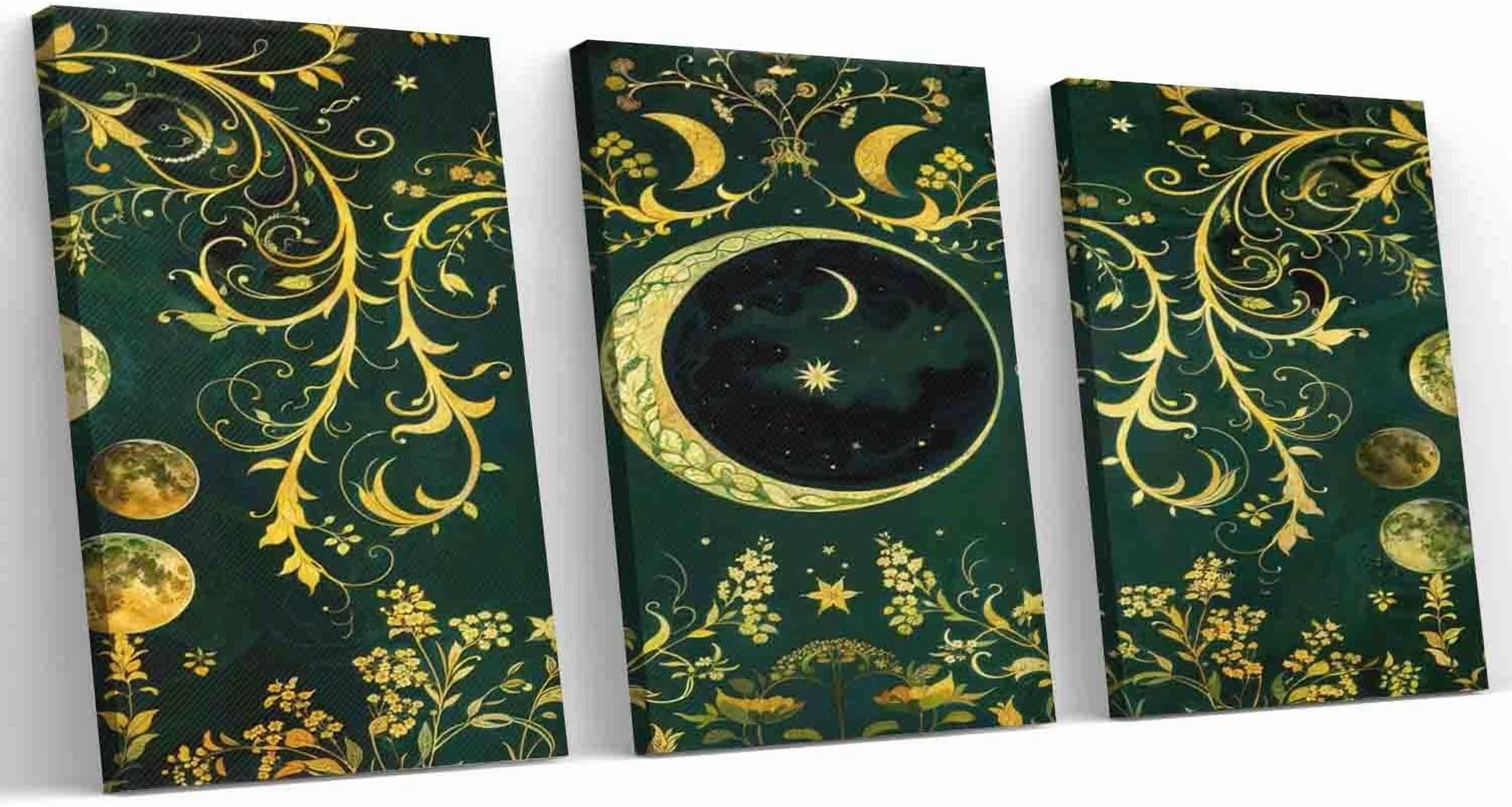 Zodiacss Moon Tri-Panel Canvas Wall Art Decor for Home Office Aesthetic ...