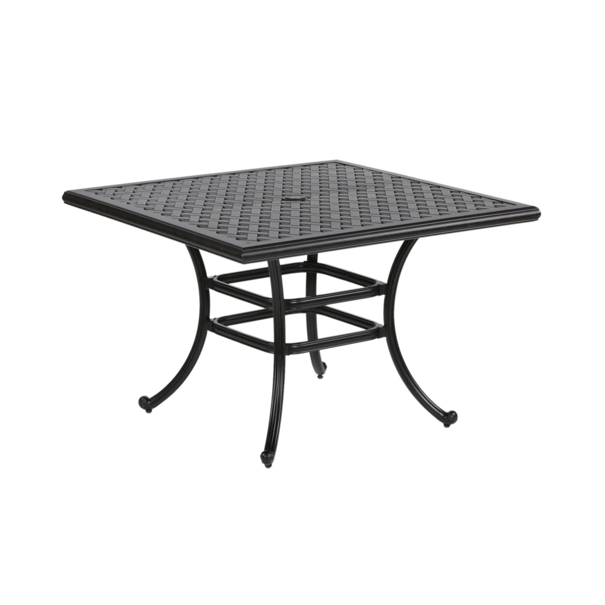 Zoe 44 Inch Outdoor Patio Square Dining Table, Curved Leg, Dark Bronze ...