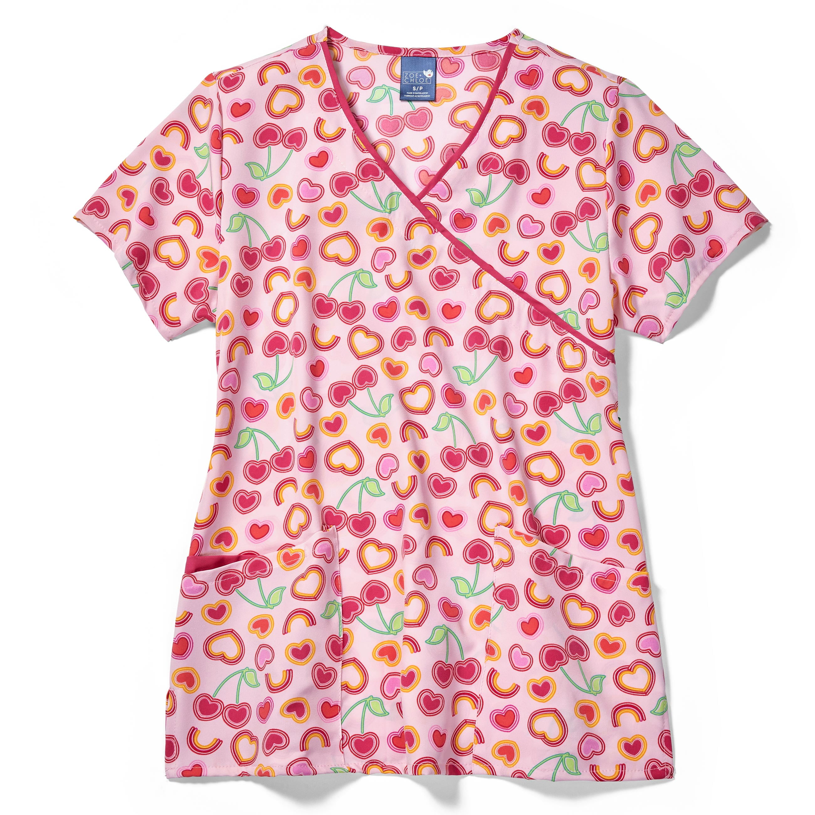 Zoe+Chloe Contrast Mock Wrap Print Scrub Top - Walmart.com