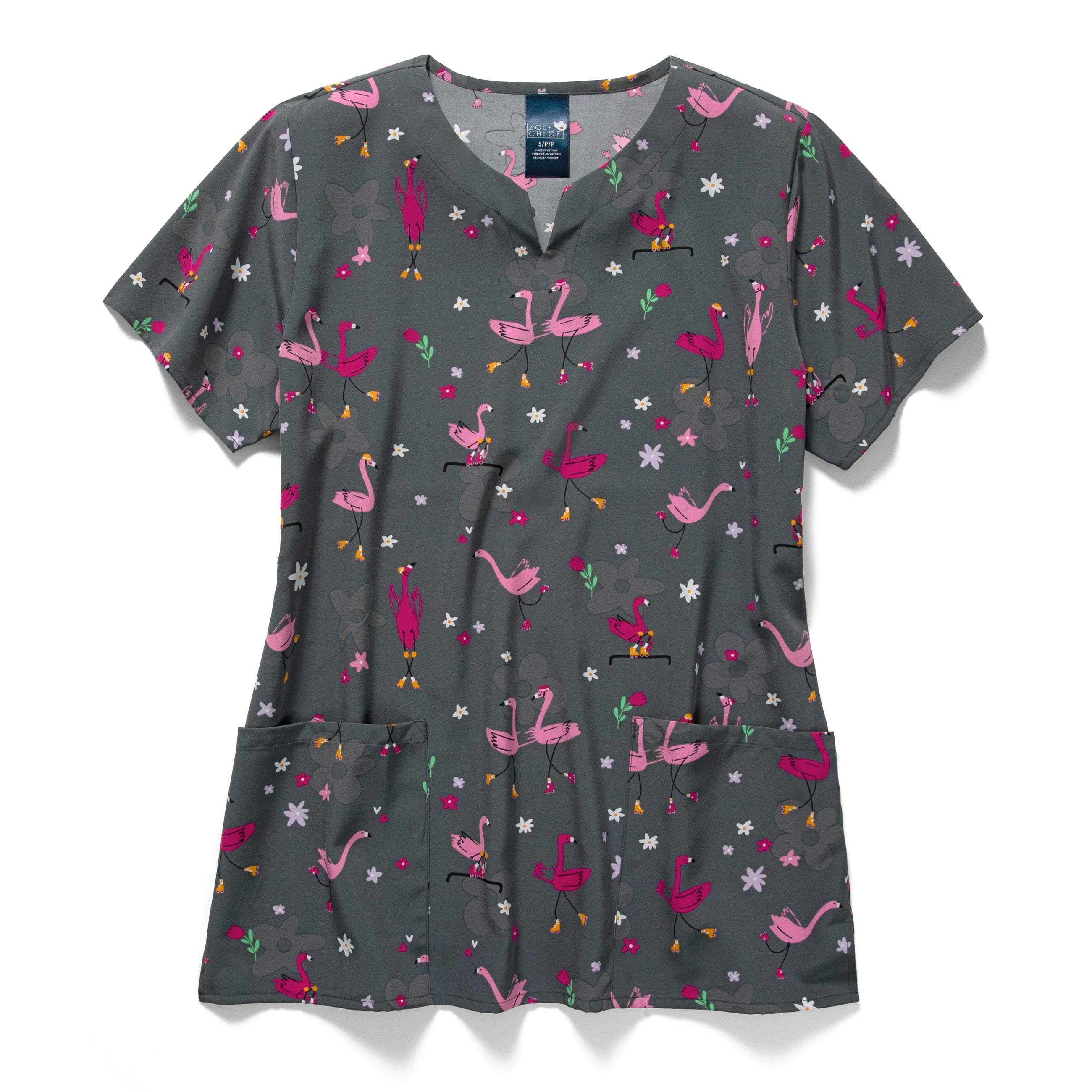Zoe+Chloe Performance Notch Neck Print Scrub Top, Let'S Roll, 3X ...