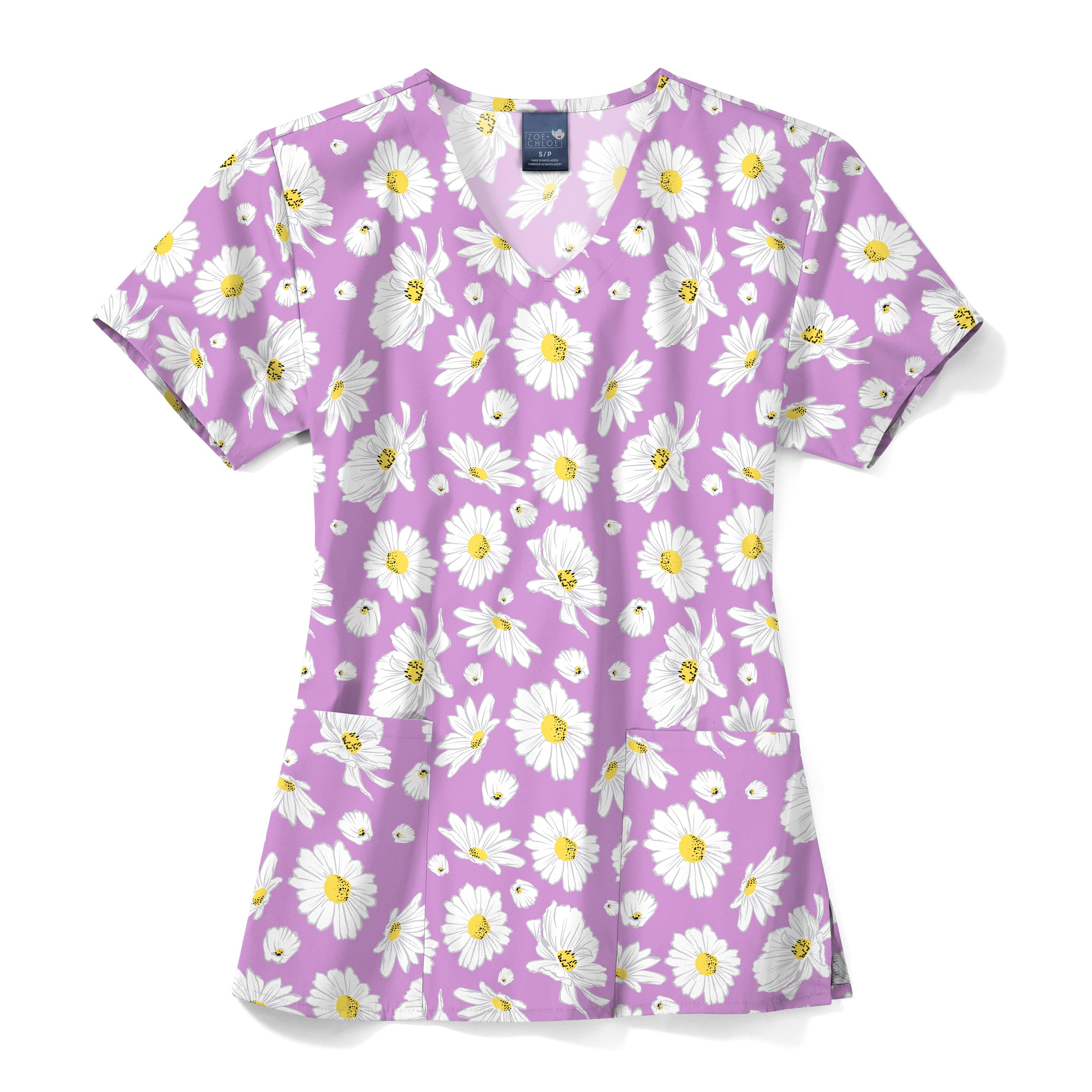 Zoe+Chloe Performance V-Neck Print Scrub Top, Daisy Crazy, S - Walmart.com