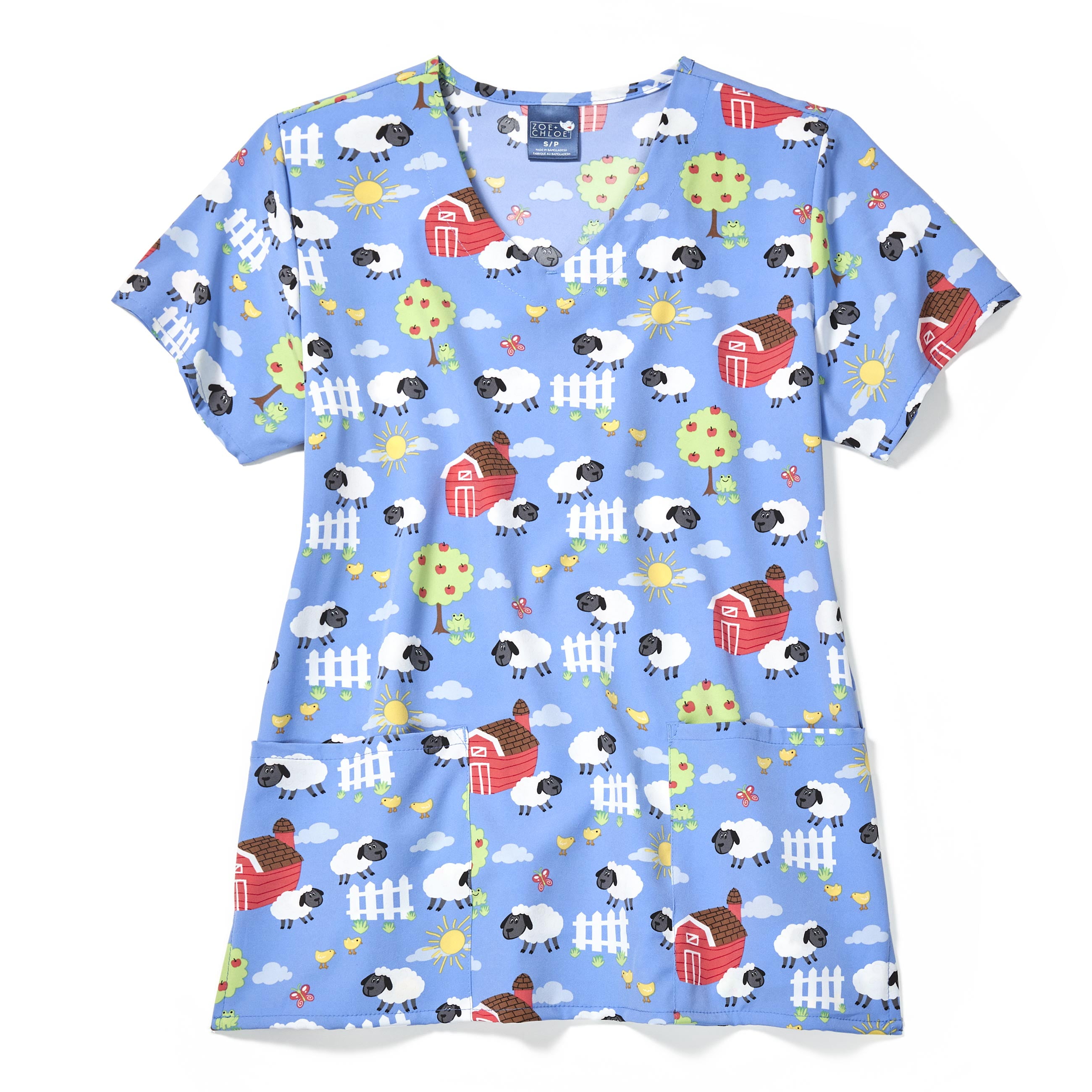 Zoe+Chloe Performance V-Neck Print Scrub Top, Sheep Peeps, XL - Walmart.com