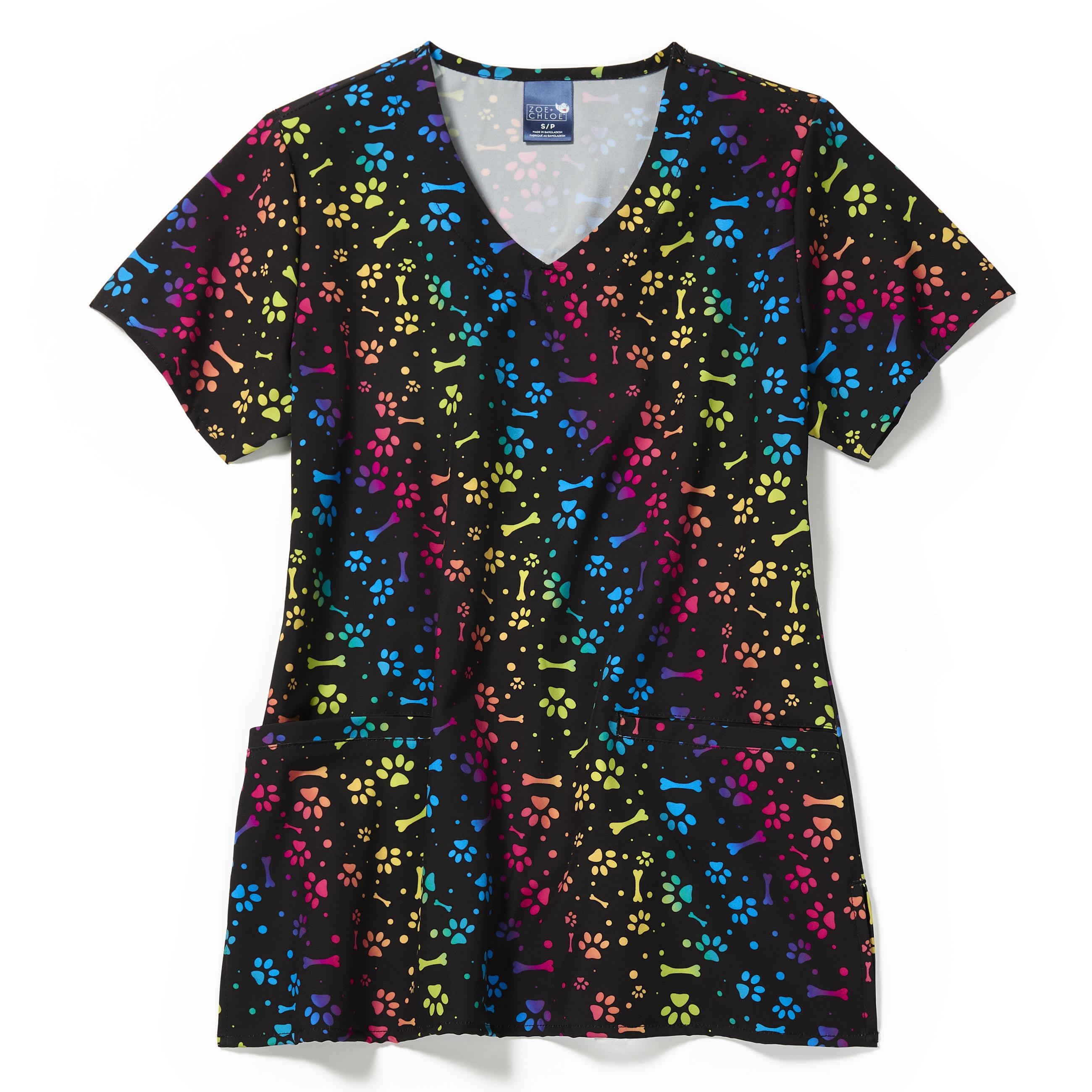 Zoe+Chloe V-Neck Border Print Scrub Top, Ombre All Day, XS - Walmart.com