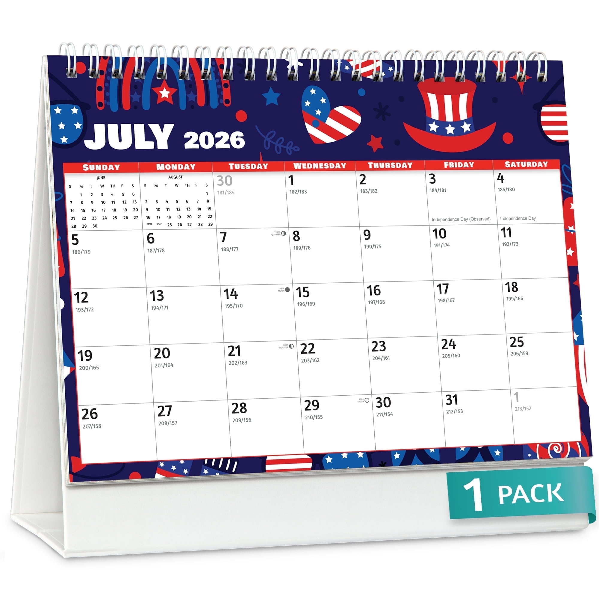 Zoe Deco 18 Month Standing Desk Calendar, Celebrations, 8" x 6", Jul ...