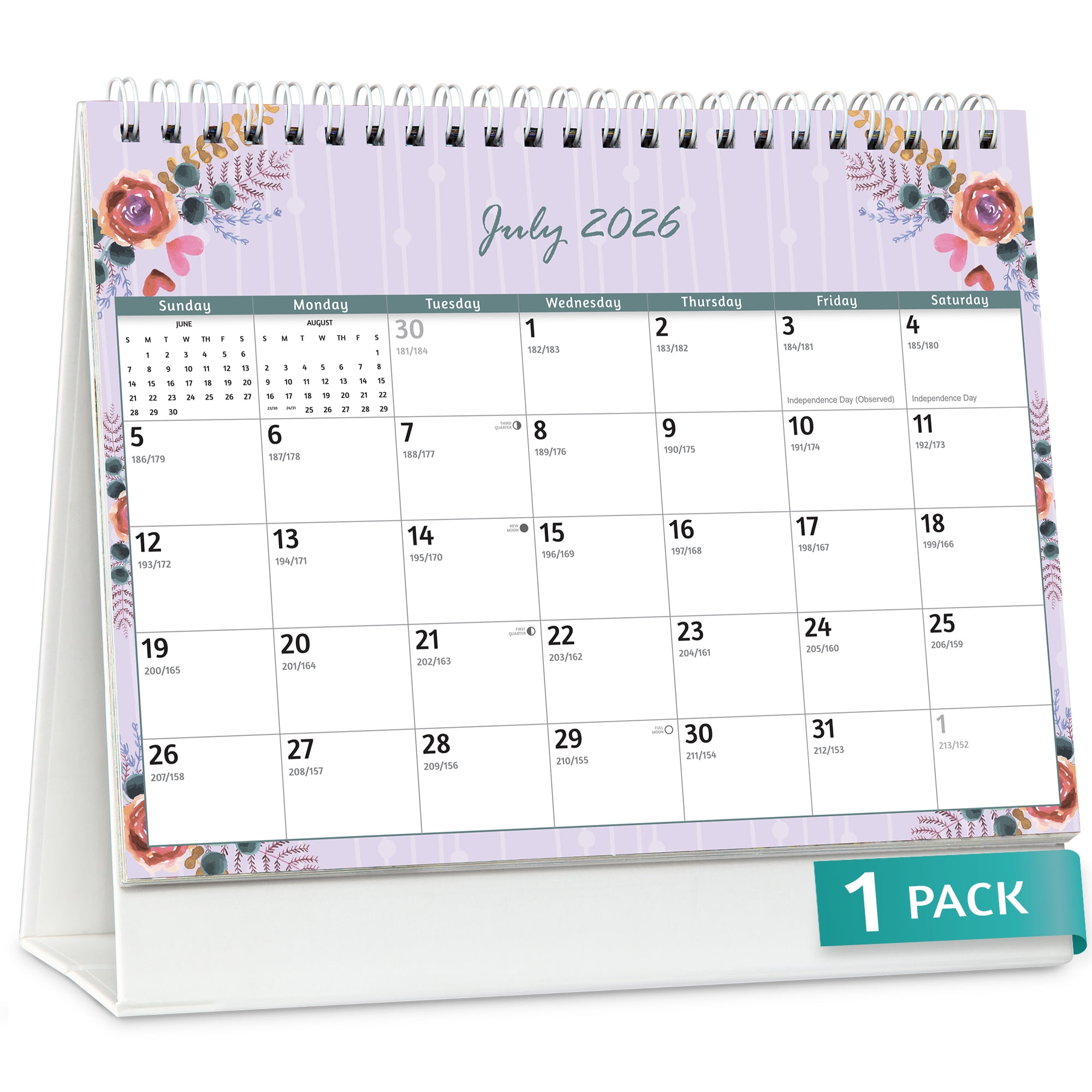 Zoe Deco Cute Print 8x6 Desktop Calendar for 2024, Blossoms Design ...