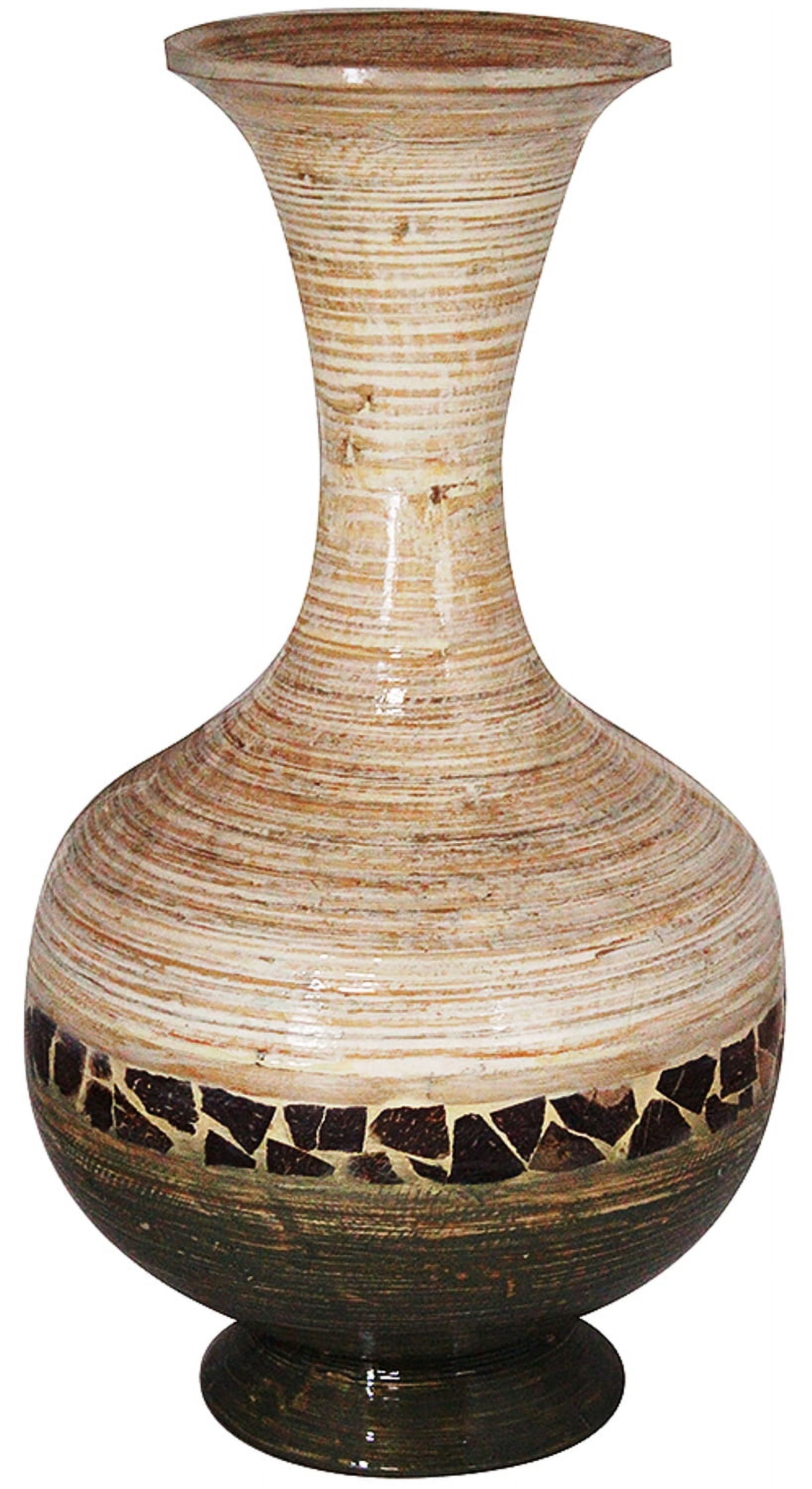 Zoe Distressed Natural to dark with coconut Shell Spun Bamboo Vase ...