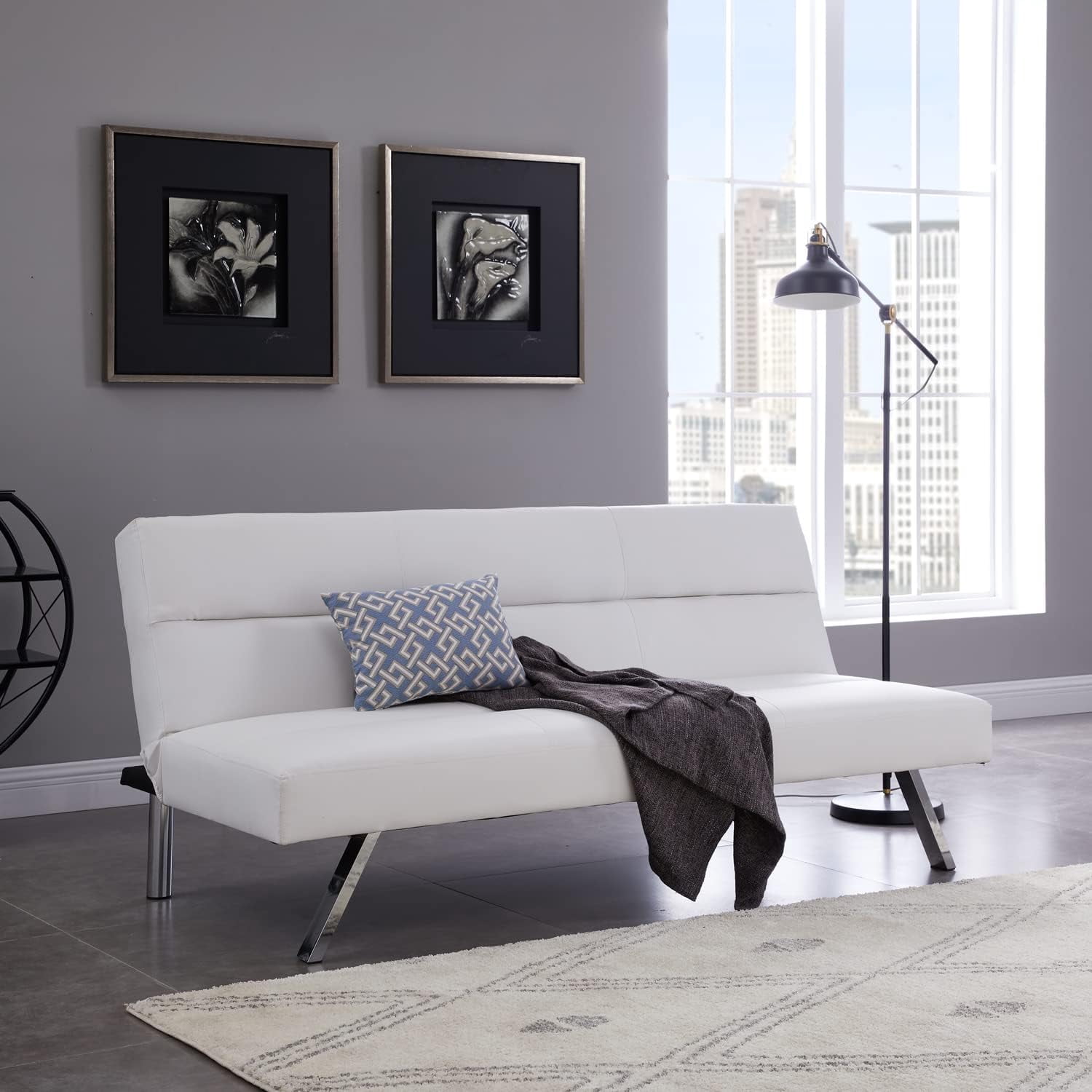 Zoe Futon Sofa Bed Faux Leather Futon Couch Modern Convertible Folding ...