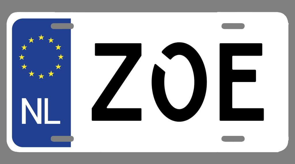 Zoe Name Euro Style License Plate Tag Vanity Novelty Metal | UV Printed ...
