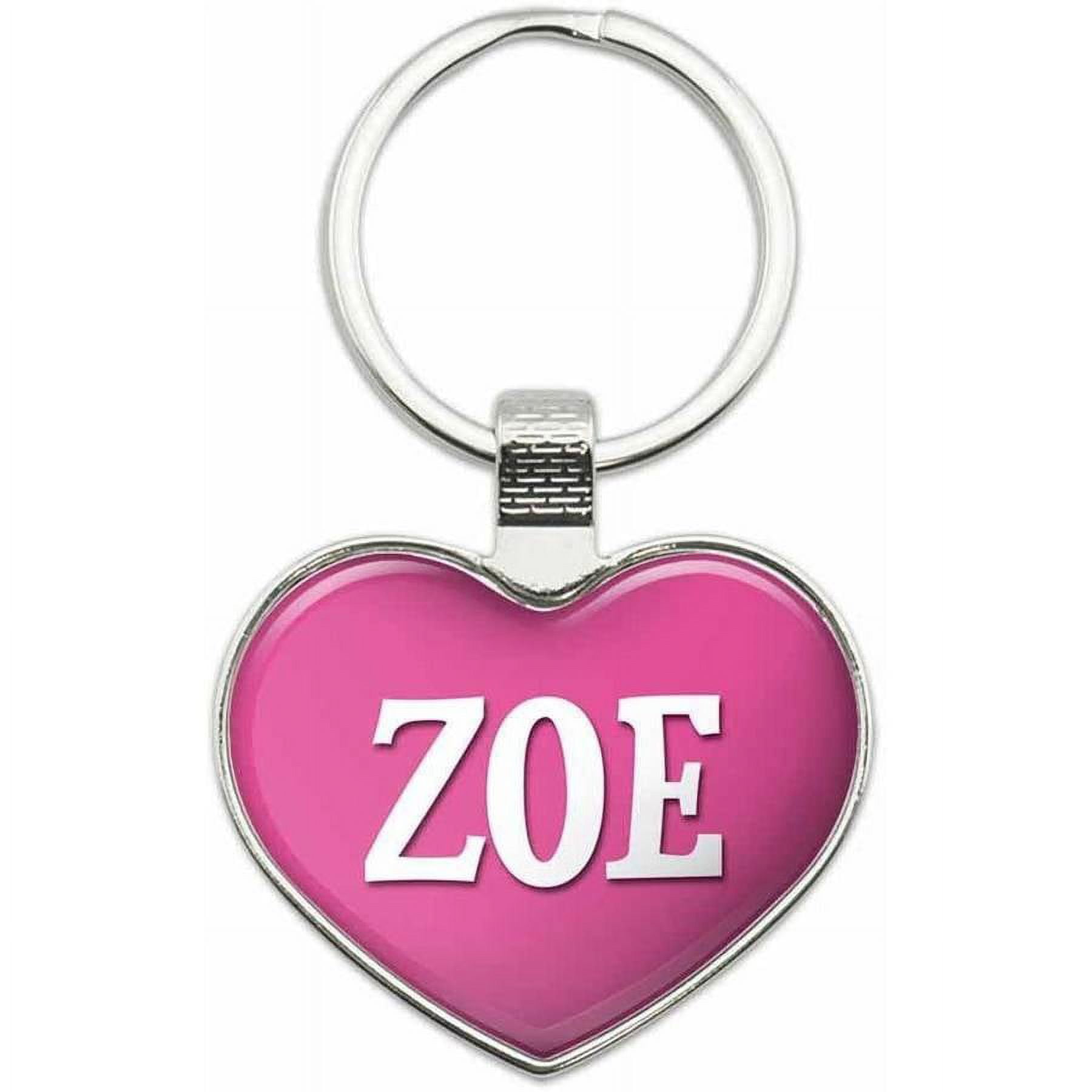 Zoe - Names Female Metal Heart Keychain Key Chain Ring, Multiple Colors ...