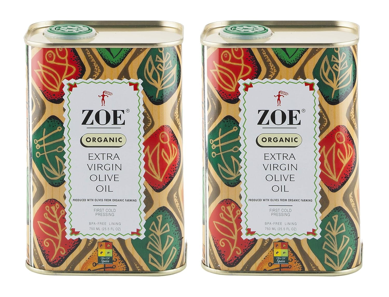 Zoe Organic Extra Virgin Olive Oil Tin, BPA Free Lining, 25.5 Ounce ...