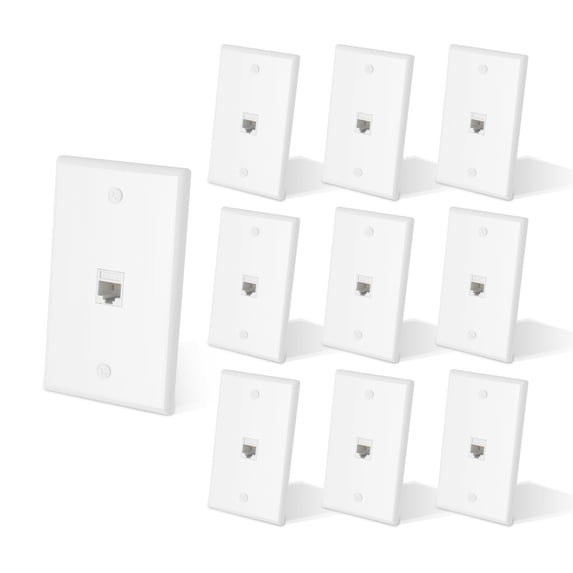ZoeRax 10-Pack Ethernet Wall Plate Outlet, Single Gang Matte Keystone ...