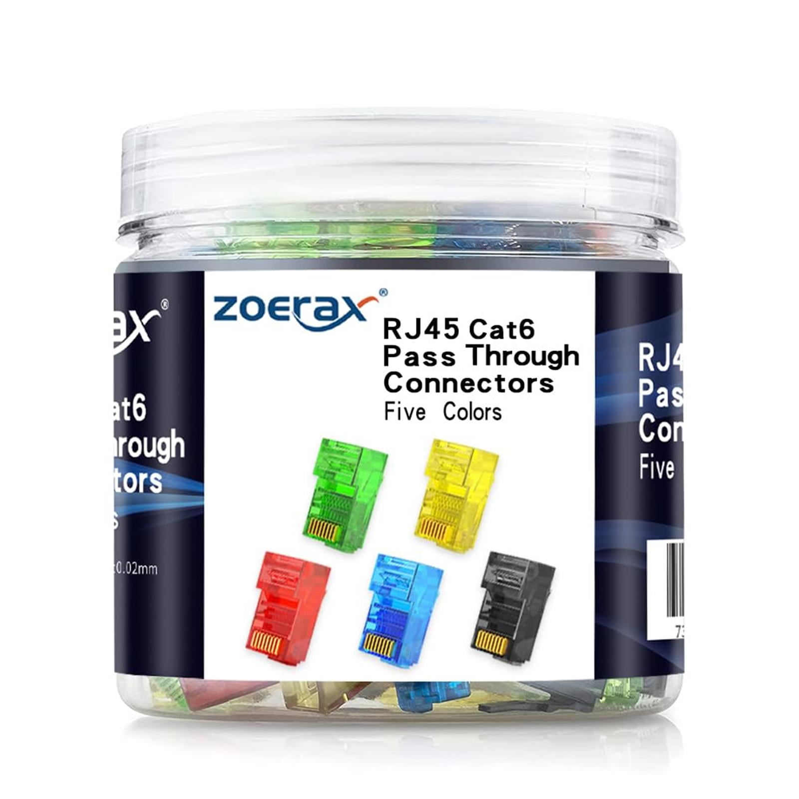 ZoeRax 100-Pack RJ45 Cat6 Pass Through Connectors, Modular Plugs for ...