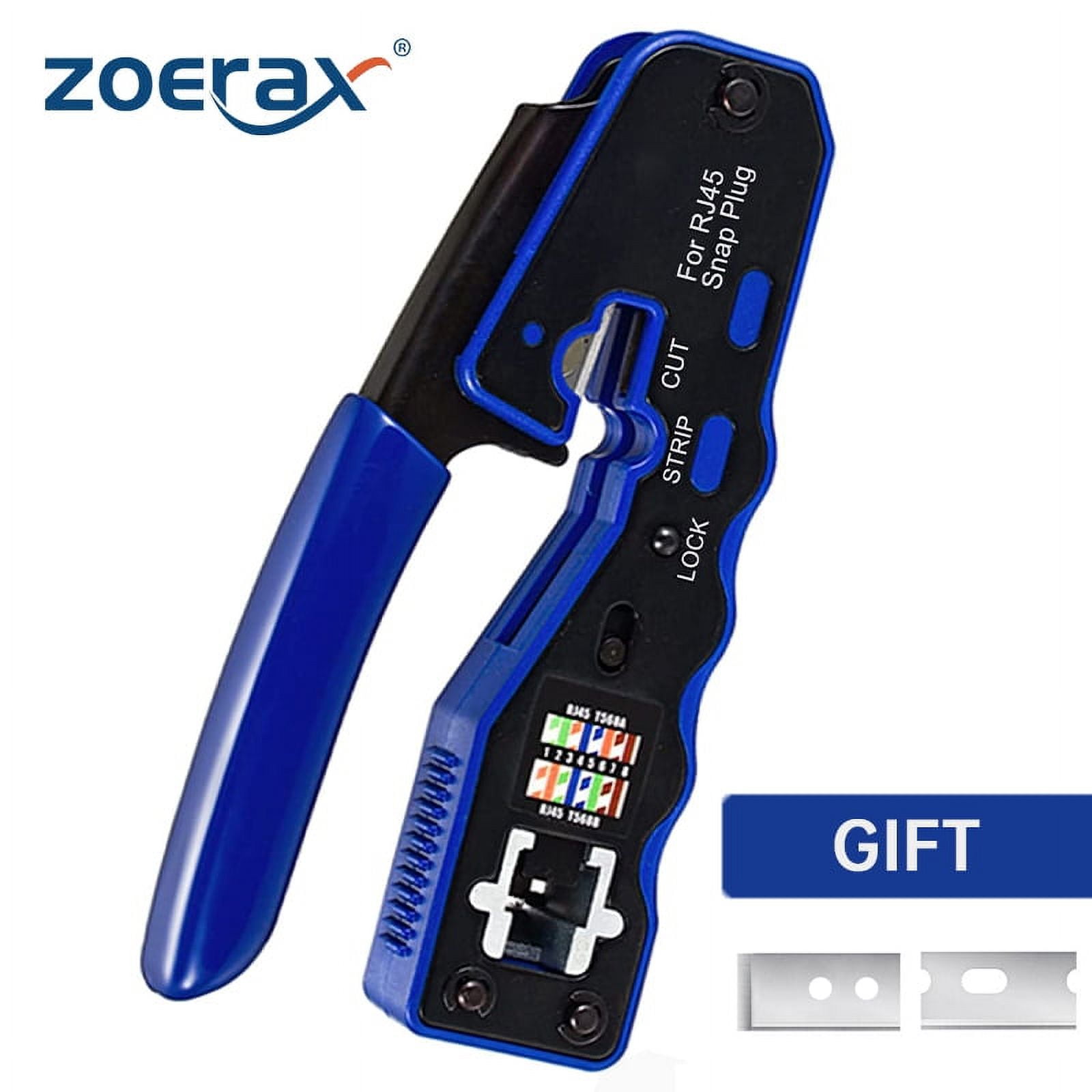 ZoeRax RJ45 Crimping Tool Pass Through Crimper Cutter for Cat6a Cat6 ...