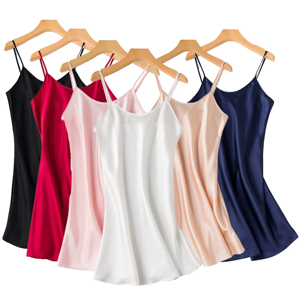 Zoeecloth Women Nightgowns Dresses Summer Silk Stain Pajamas for Female ...