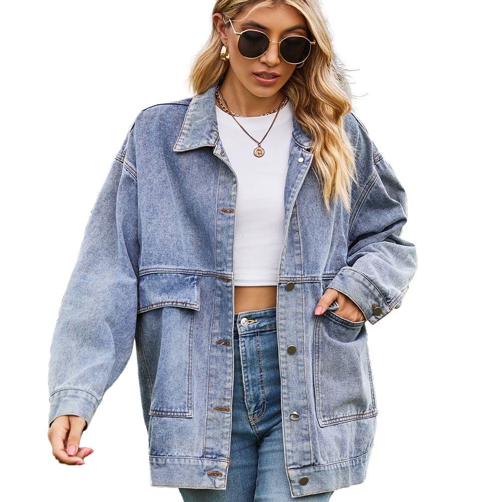Zoeecloth Women's Denim Jean Jacket/Long Denim Jacket Women/Oversize ...
