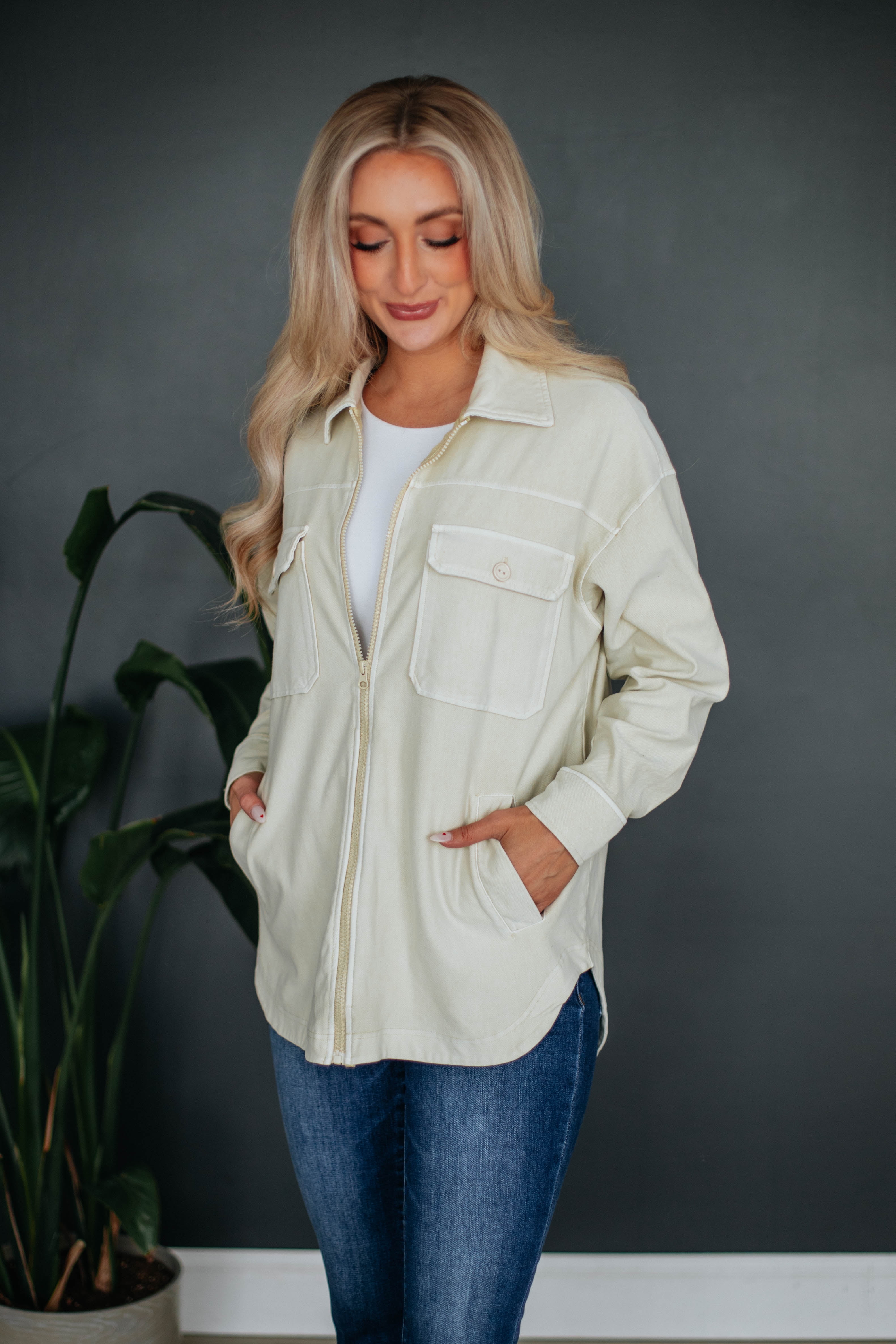 Zoey Shacket - Natural - Walmart.com