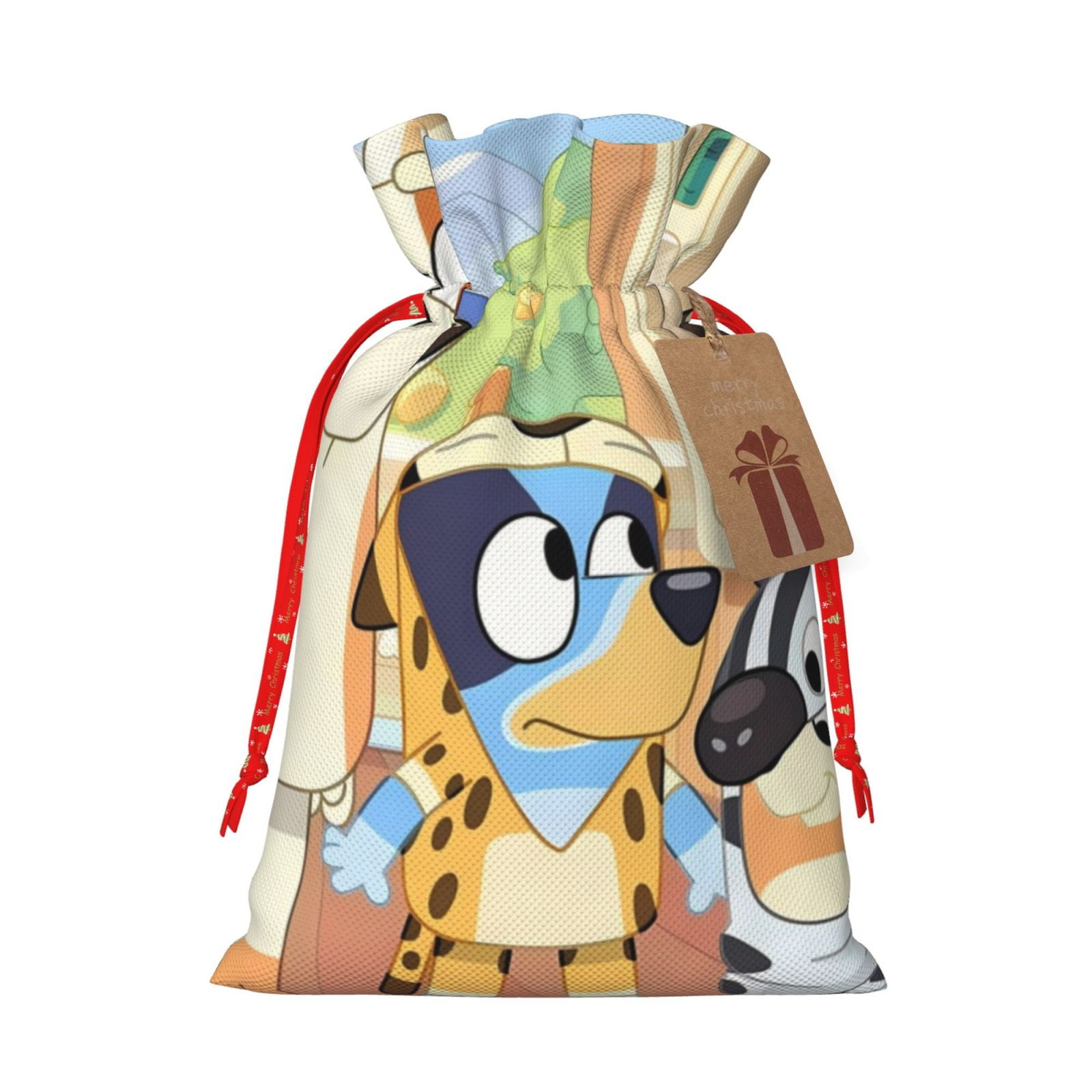 Zofaai Bluey Pattern Christmas Gift Bag, Drawstring Storage Bag with ...