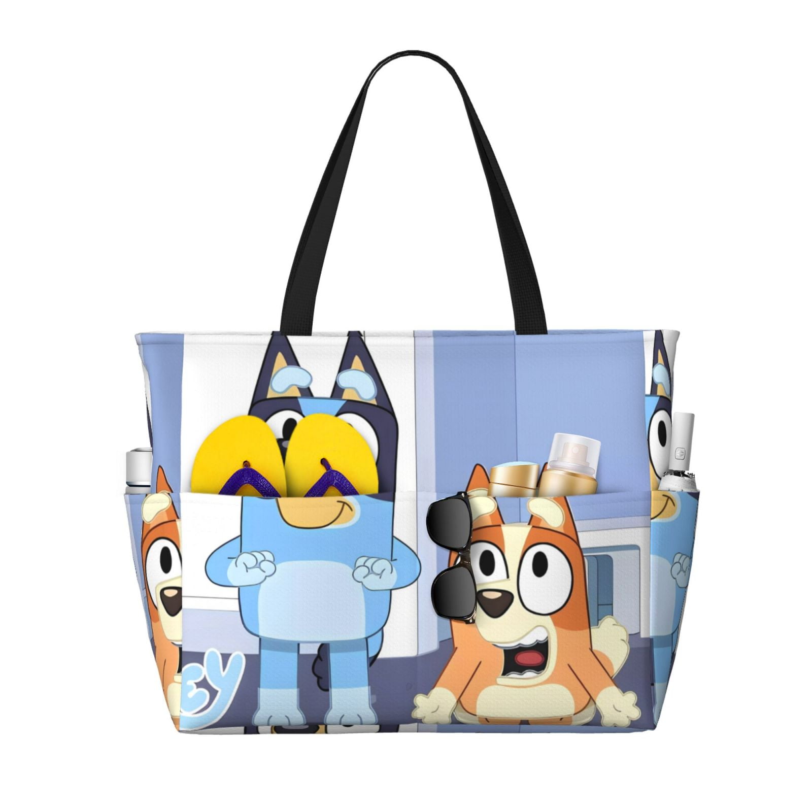 Zofaai Bluey Pattern Large Capacity Beach Travel Bag, Foldable ...