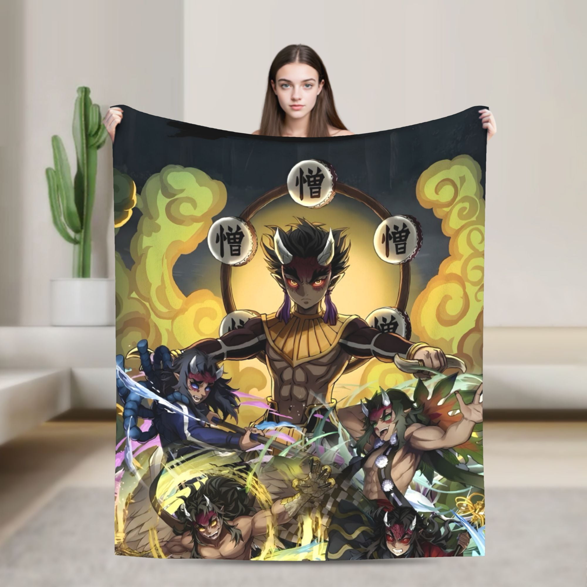 Zohakuten Anime Blanket - Hantengu Form Flannel Throw for Room Decor ...