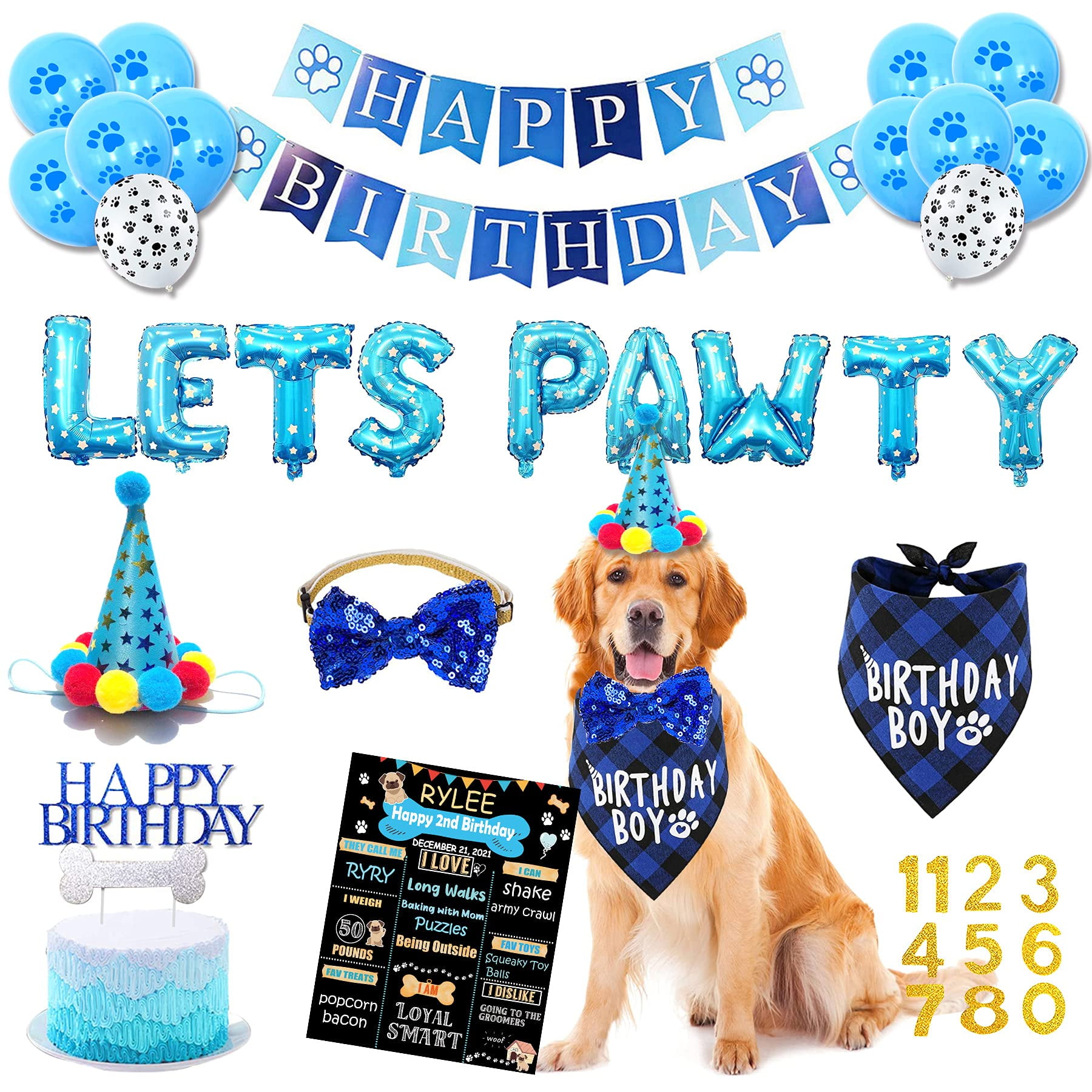 Zohokie Dog Birthday Party Supplies, Dog Birthday Decorations Boy, Lets ...