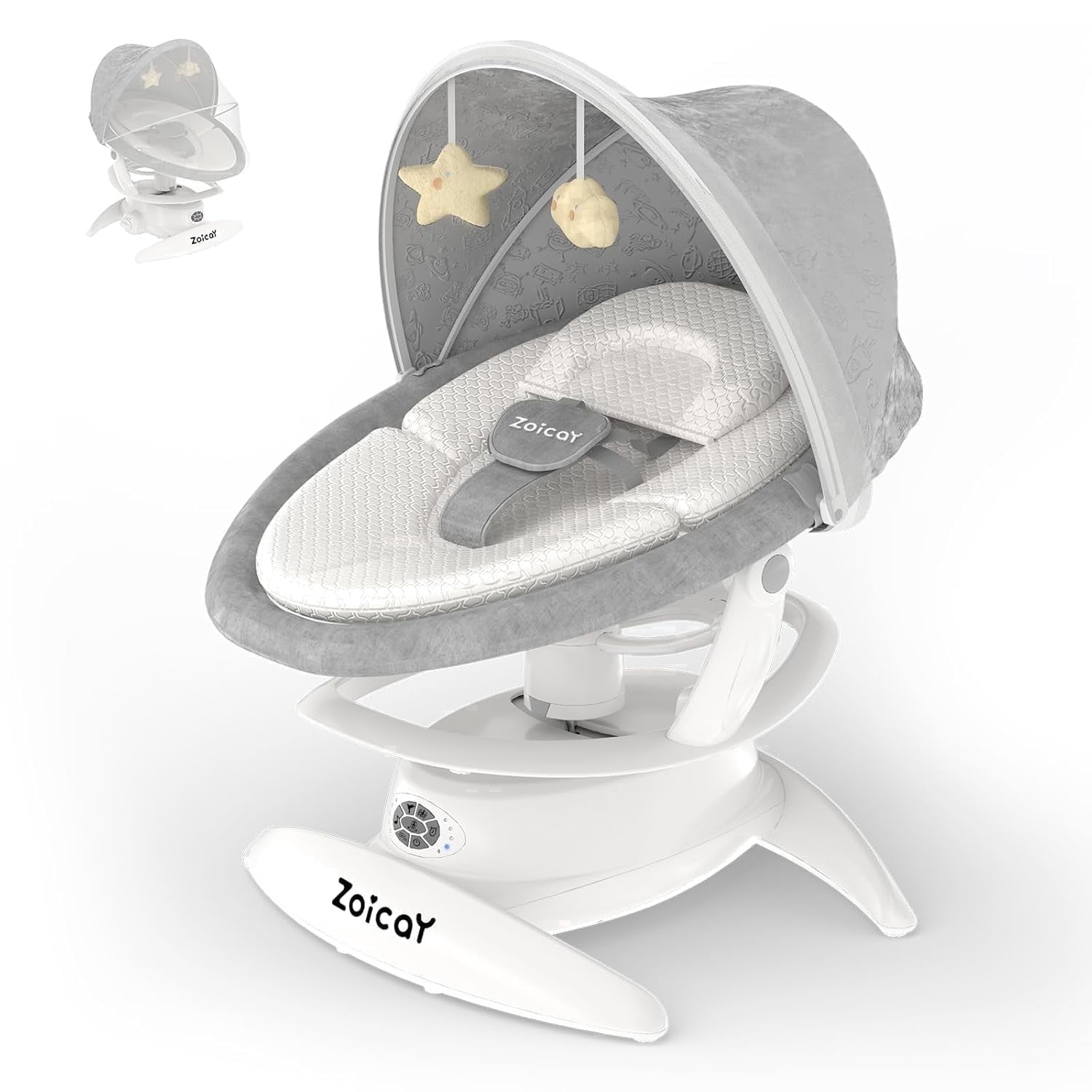 Zoicay Portable Baby Swing with Removable Rocker, 5 Speed & 3 Modes ...