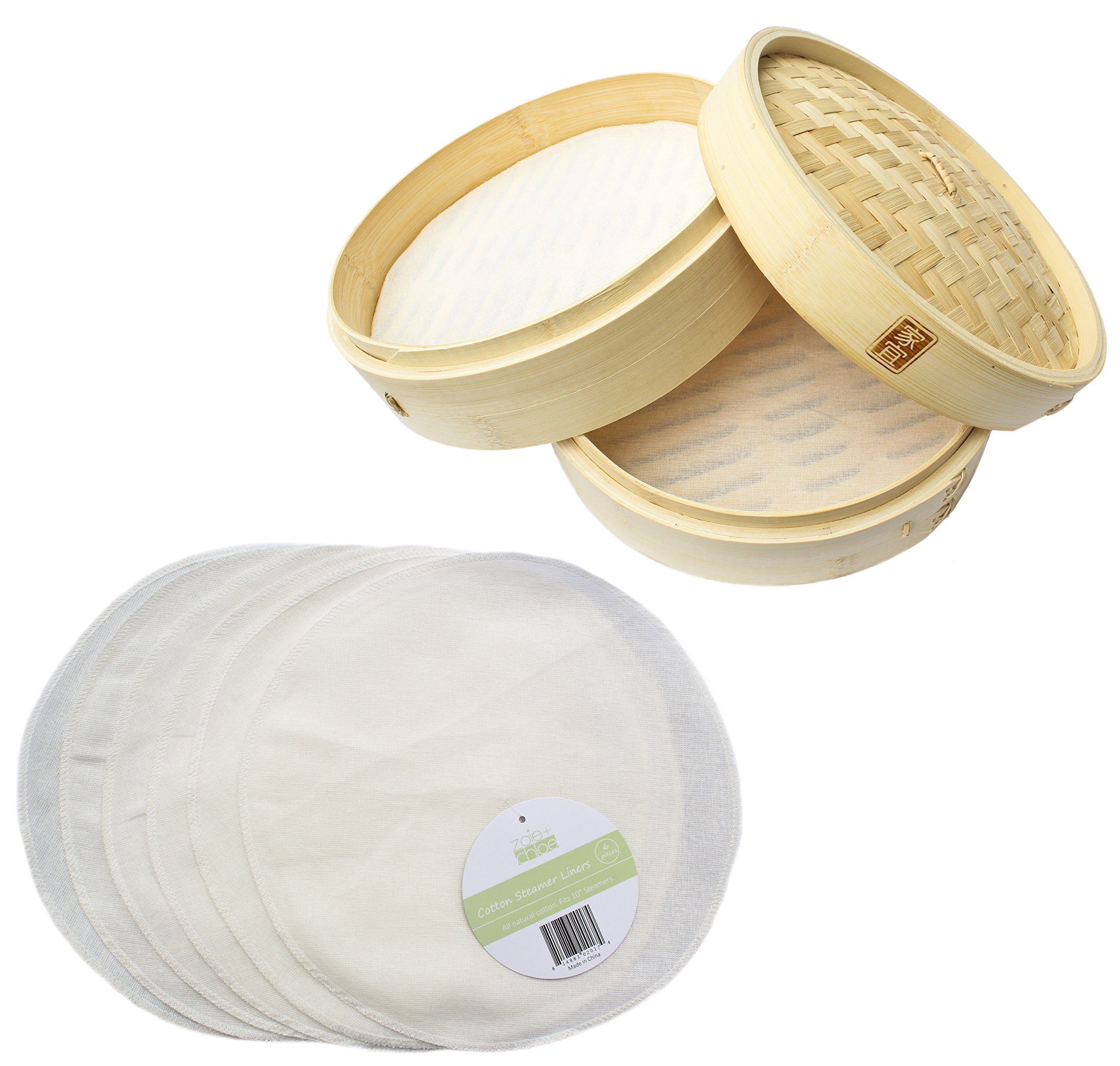 Zoie + Chloe 100% Cotton Reusable Liners for Bamboo Steamers - 6 Pack ...