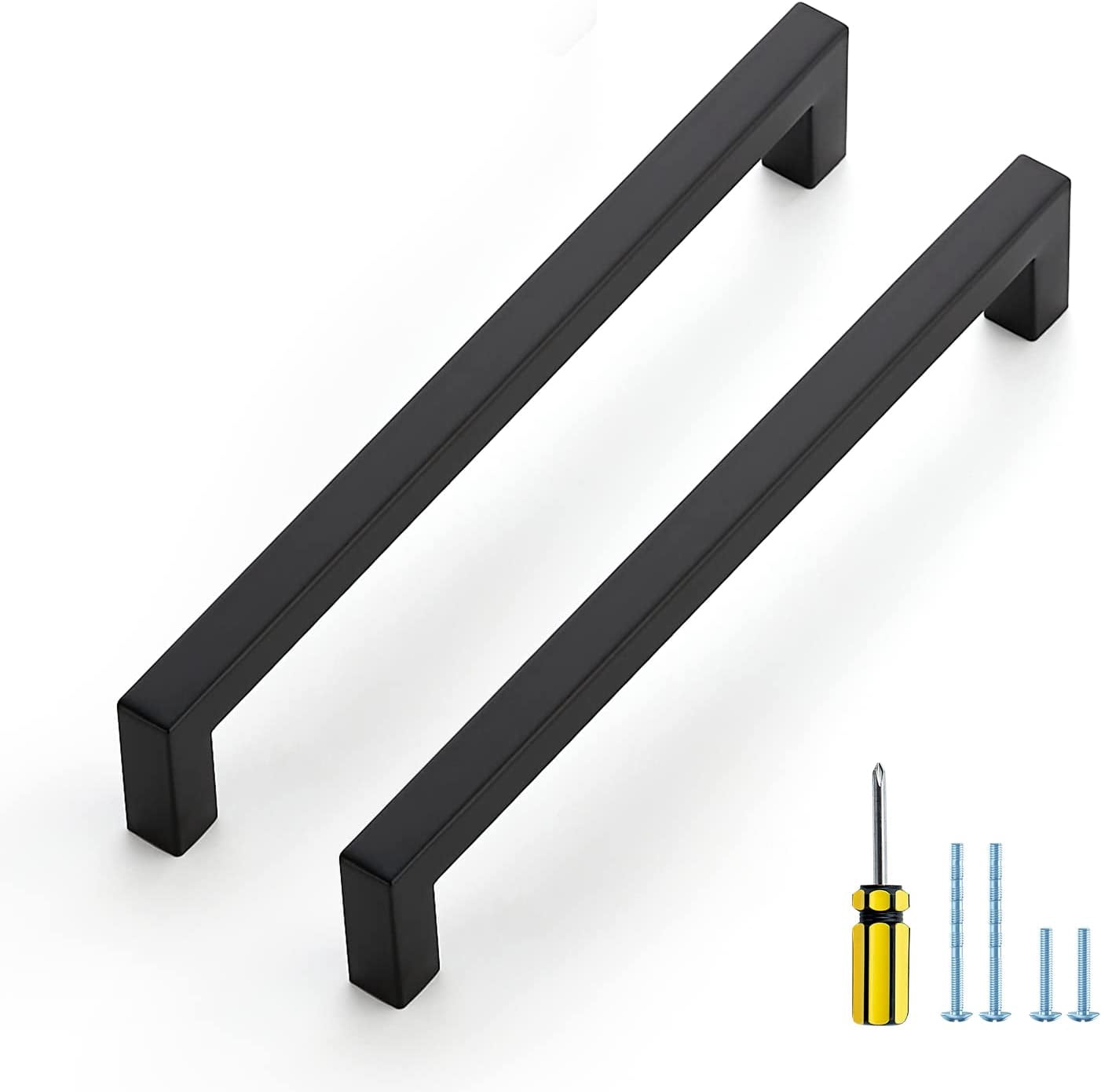 Zoizocp 10 Pack Square Cabinet Pulls 7-1/2 Inch Black Kitchen Cabinet ...