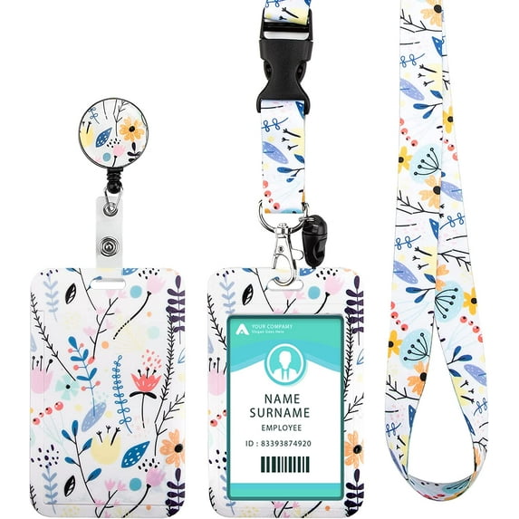 Cute ID Badge Holder with Lanyard & Key Accessories, Retractable Reels ...