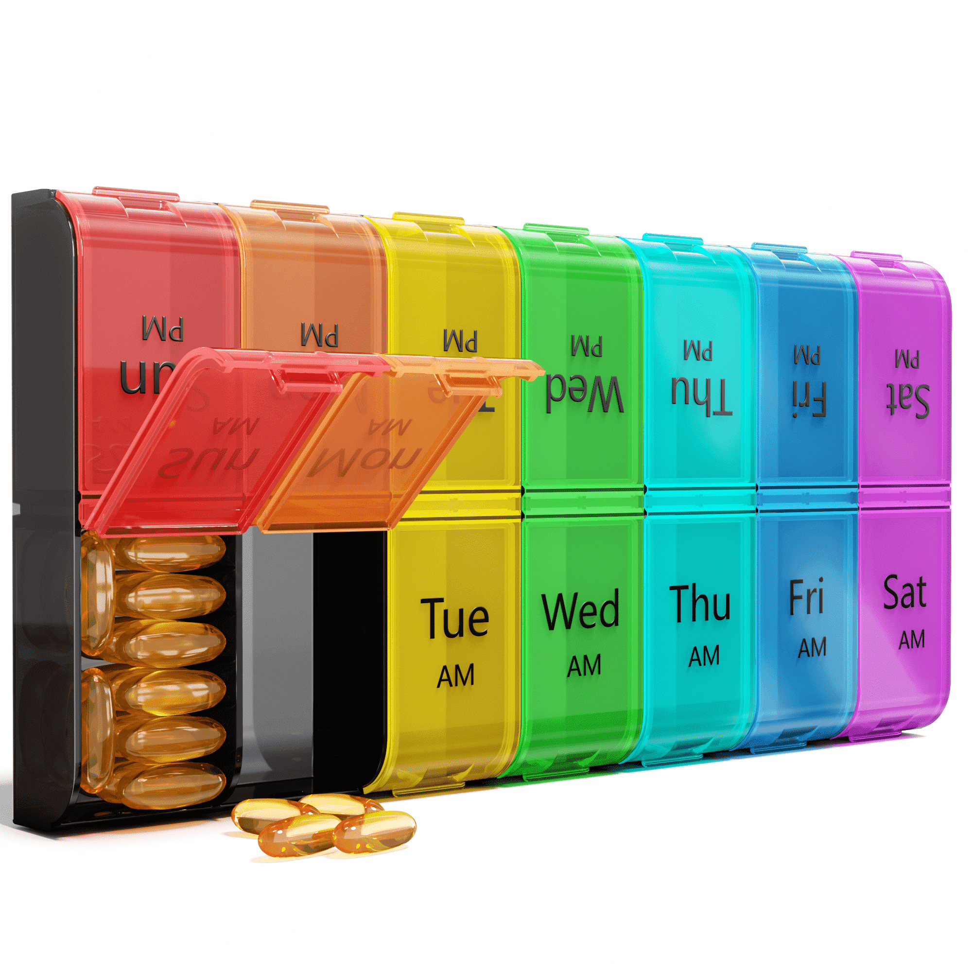 Ryzorq Large Weekly Pill Organizer 7 Day 2 Times a Day Oversized ...